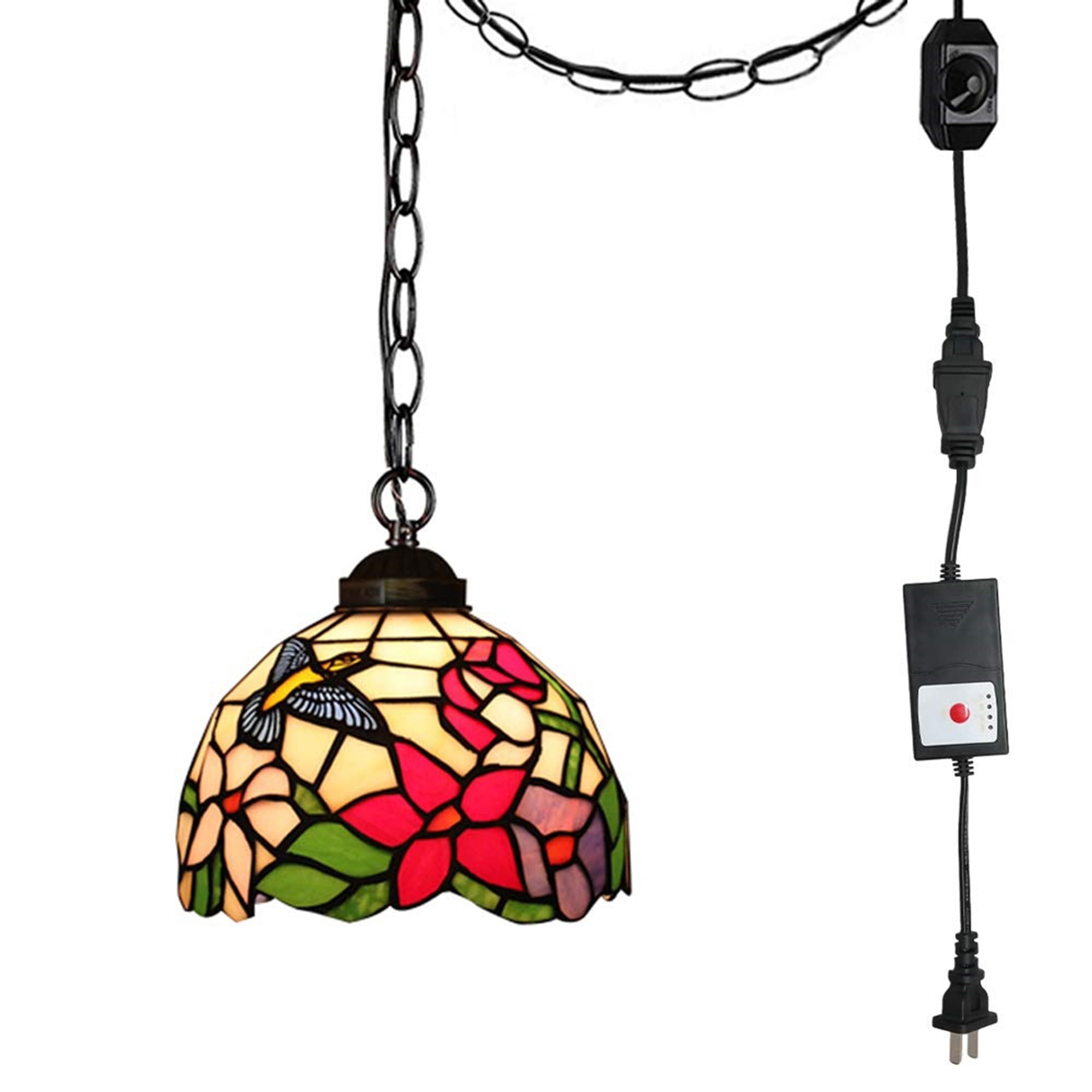 FSLiving Tiffany Stytle Plug-in Swag Pendant Lighting UL Dimmer Switch ...