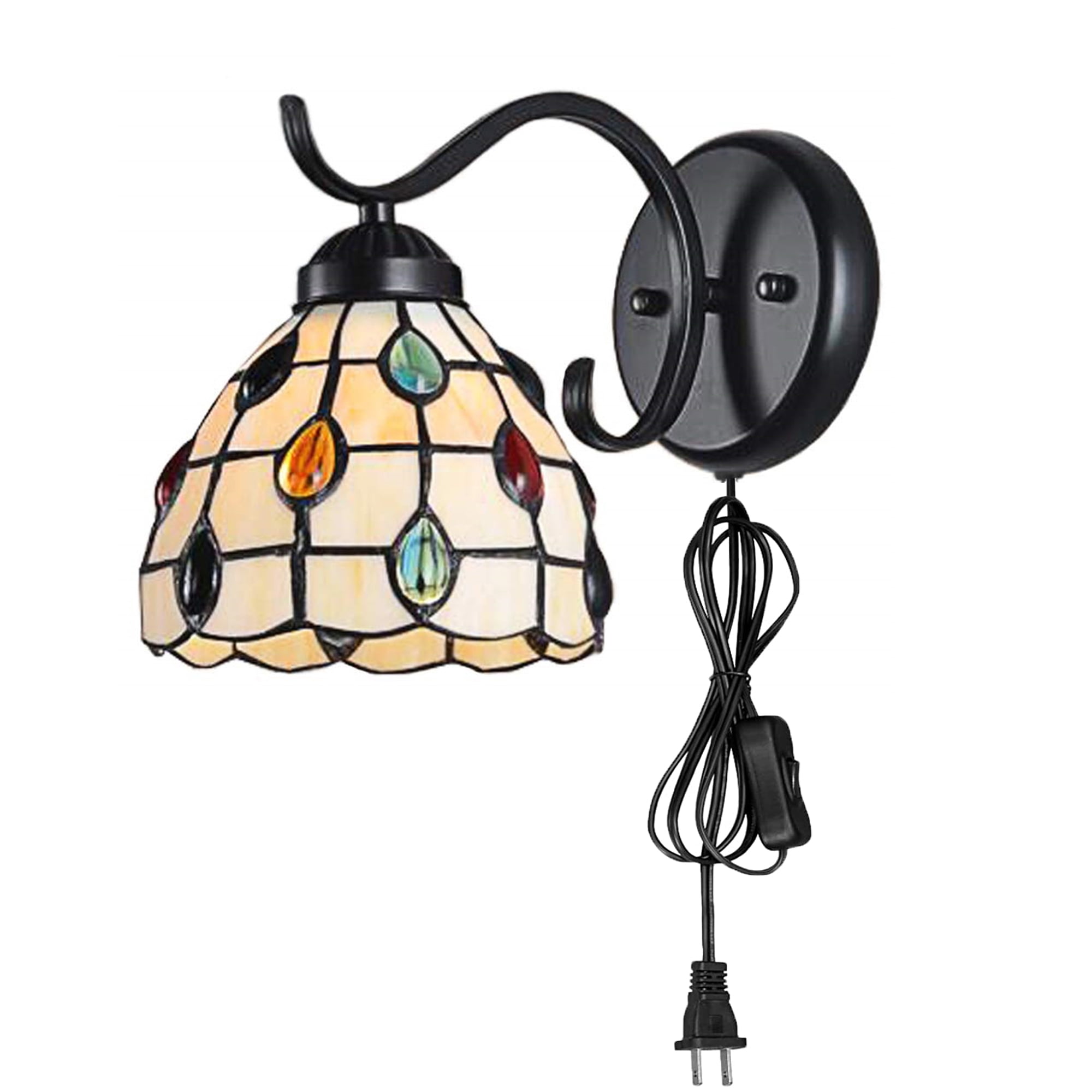 FSLiving Tiffany Wall Lamp LED Sconces Stained Glass Corridor Light ...