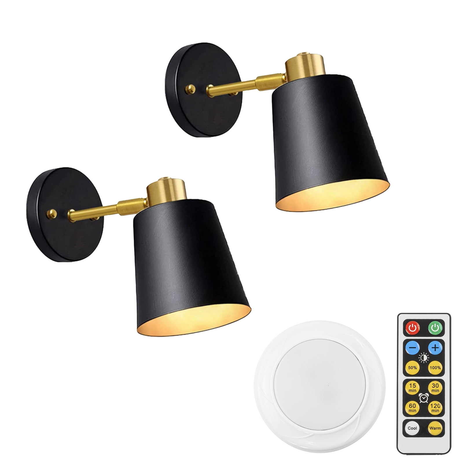 FSLiving Timer Battery Remote LED Dimming 100 Lumens No Wire Adjusted ...