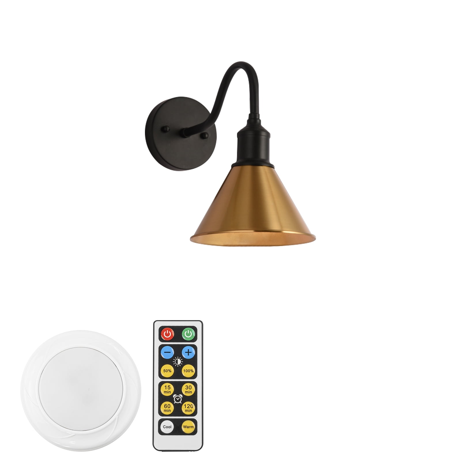 FSLIVING Battery LED Wall Lamp, Remote Control Dimming, 100 Lumens ...