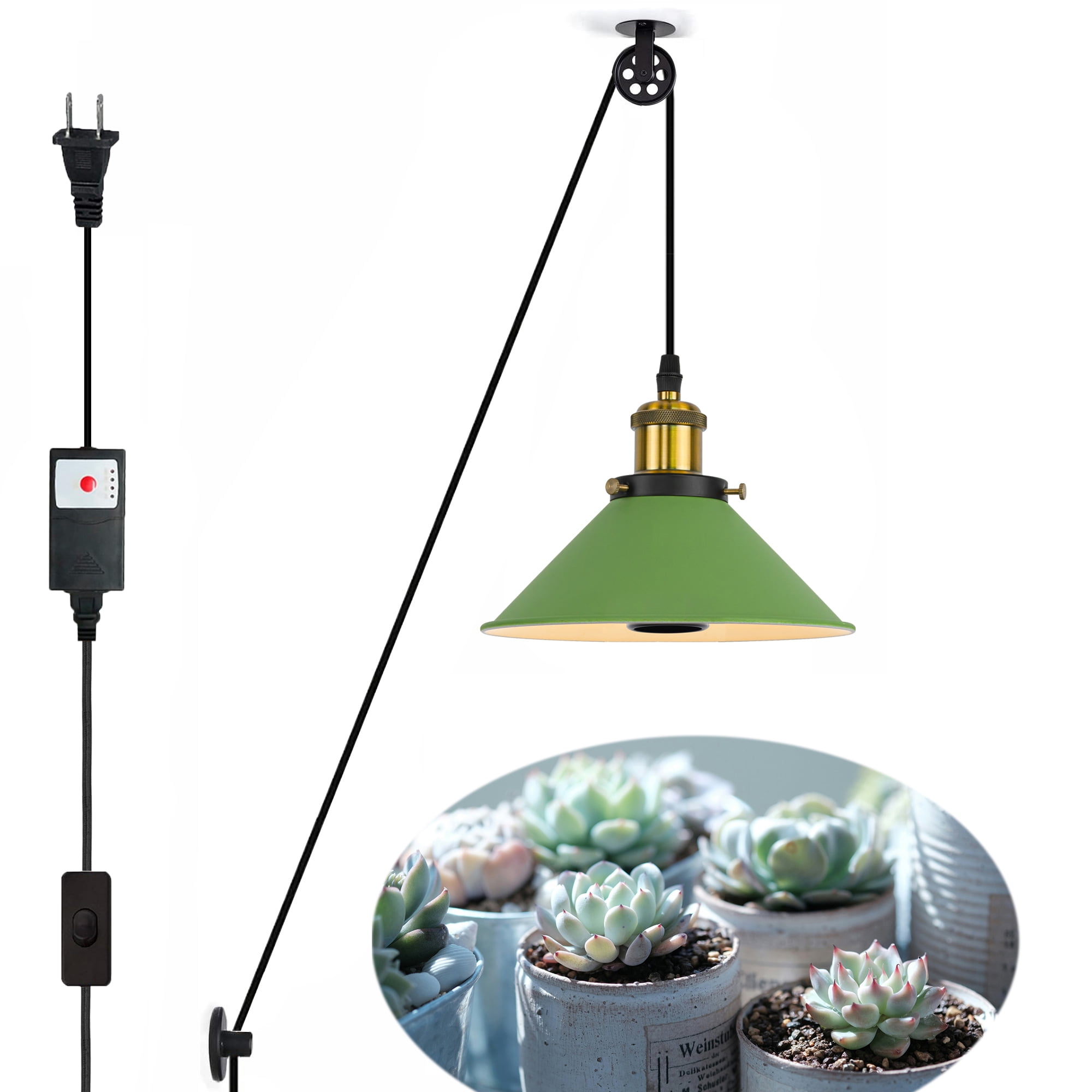 FSLiving Timer Hanging Grow Light for Indoor Plant Full Specturm, Plug ...