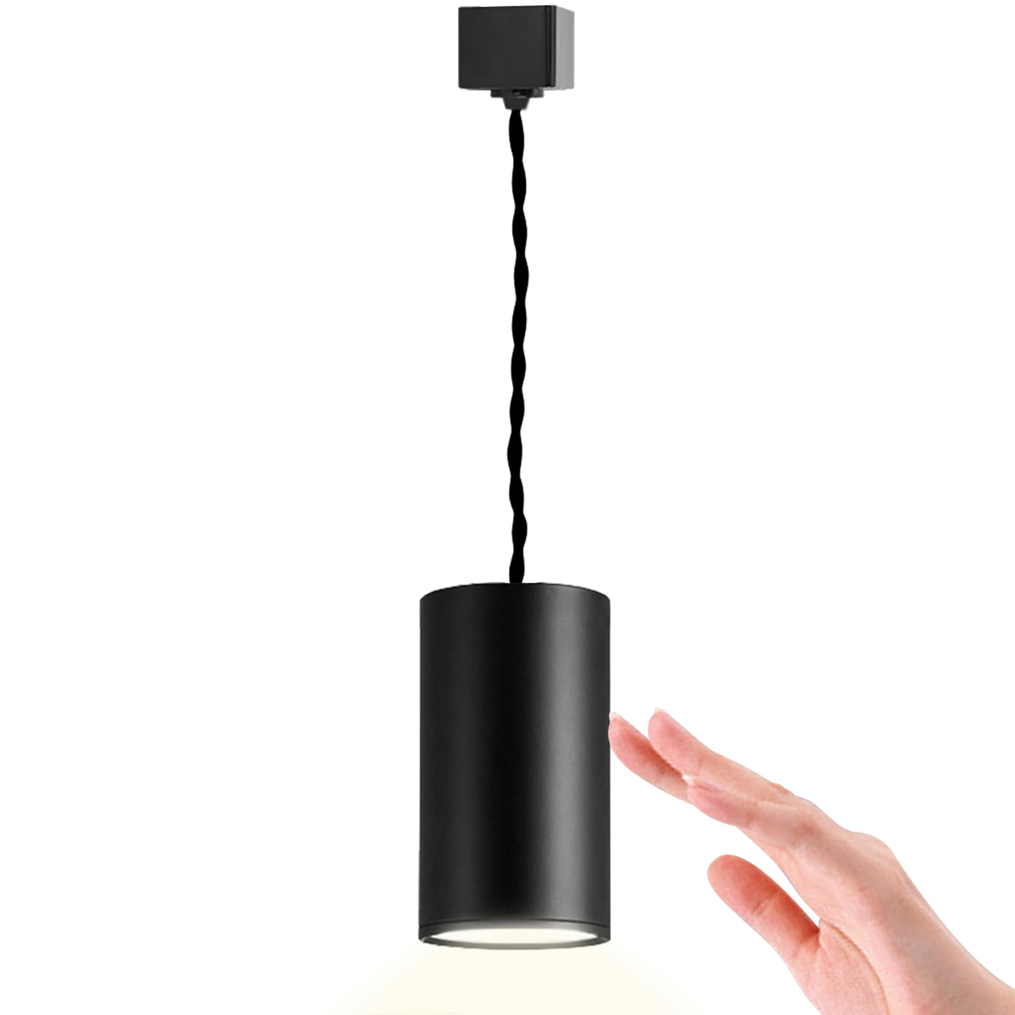 FSLiving Touch Control 7W LED Track 7.87 in Linear Look Black Pendant ...