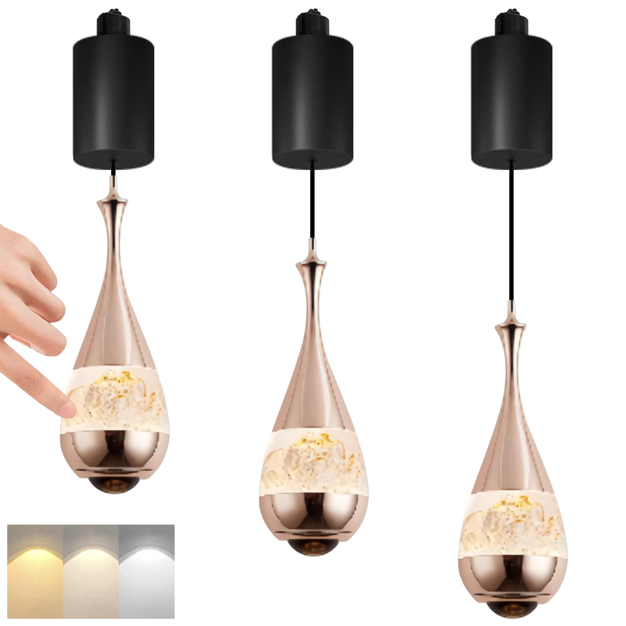 FSLiving Touch Control Adjustable Height Track Pendant Light J-Type ...