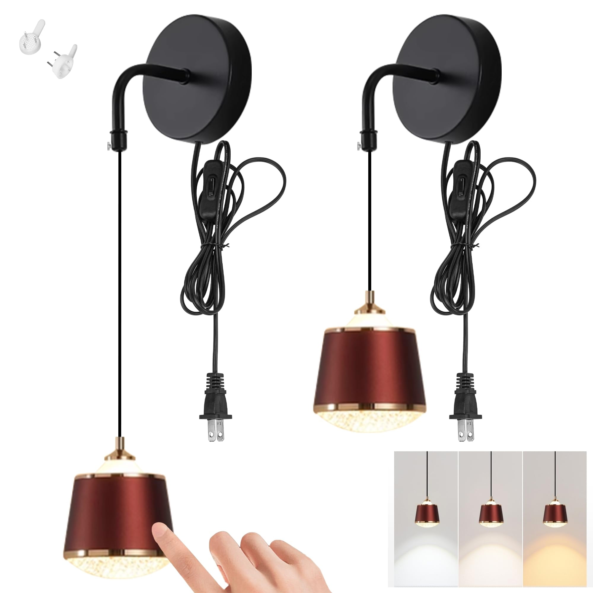 FSLiving Touch Dimmer Accent Downlight 3 Colors Dome Decorative Wall ...