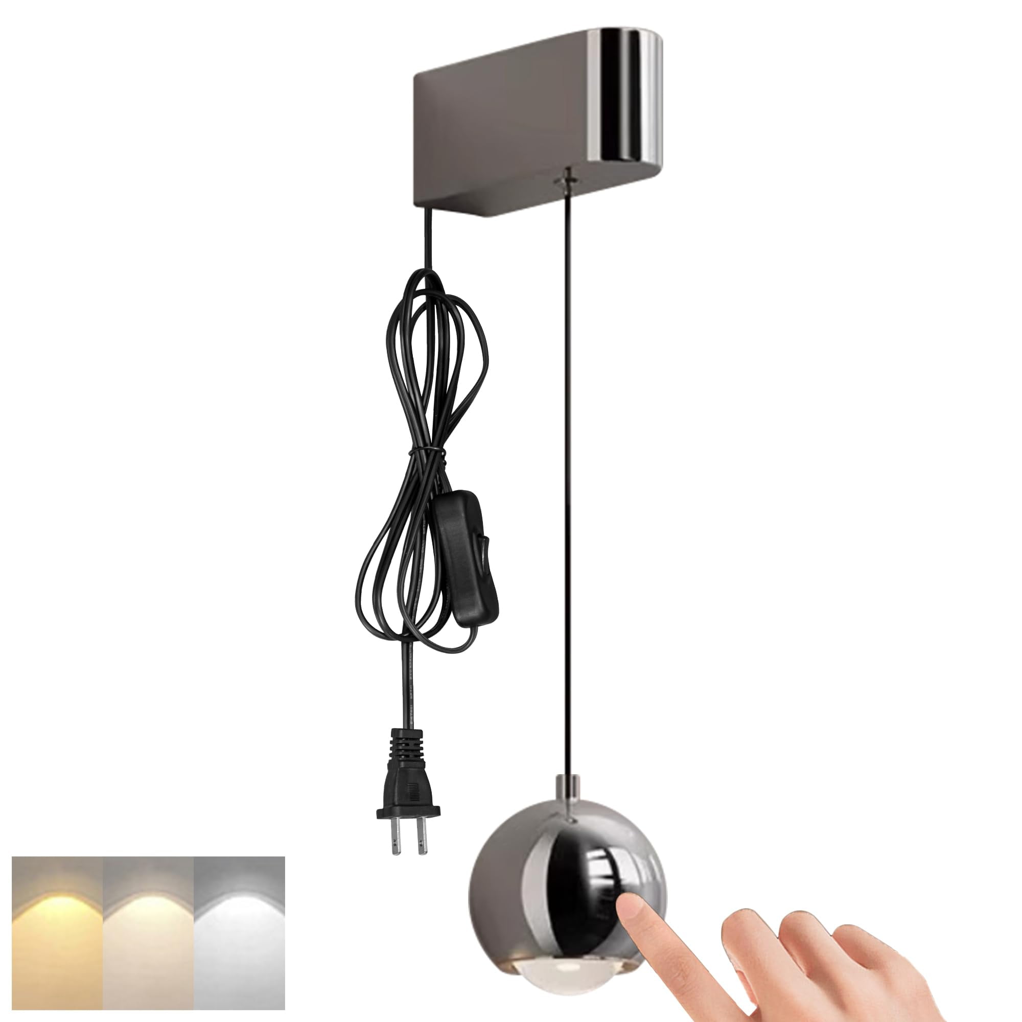 FSLiving Touch Dimmer Accent Light Adjustable Height 3 Colors Globe ...