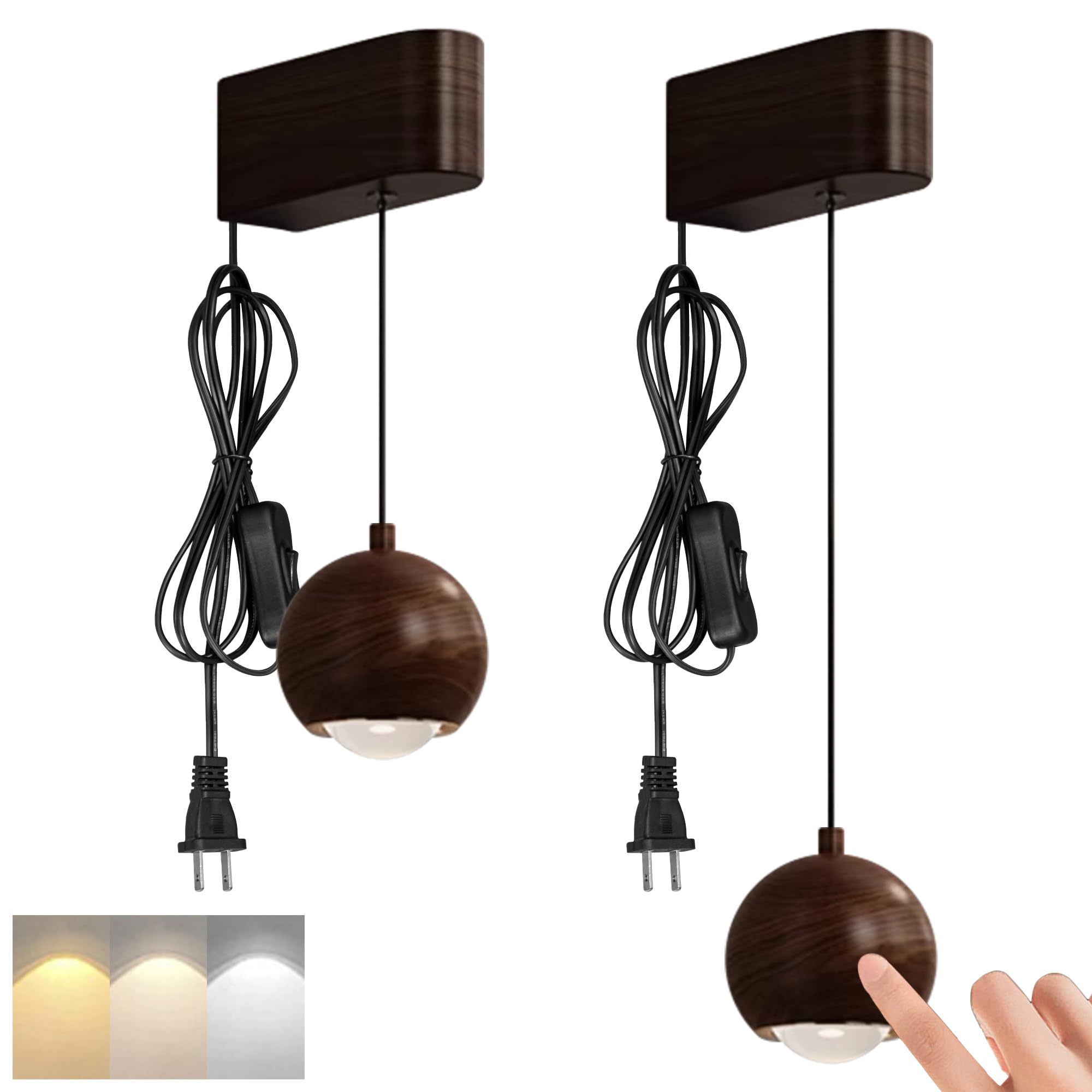 FSLiving Touch Dimmer Accent Light Adjustable Height 3 Colors Globe ...