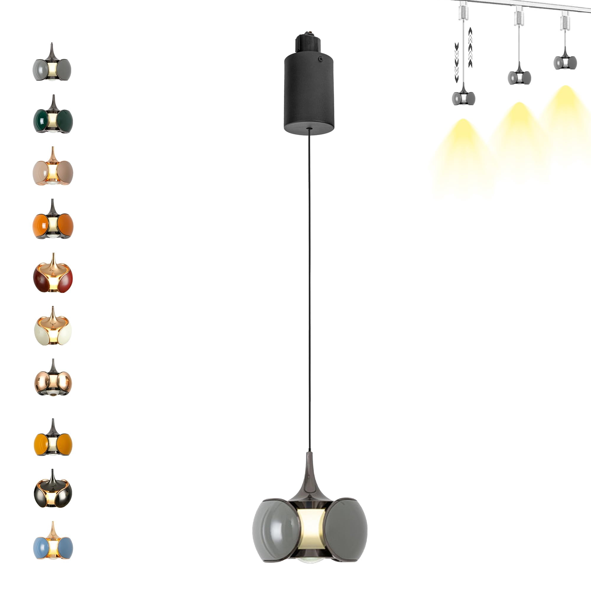 FSLiving Track Light Pendants 5W Adjustable Levitate J-Type Retractable ...