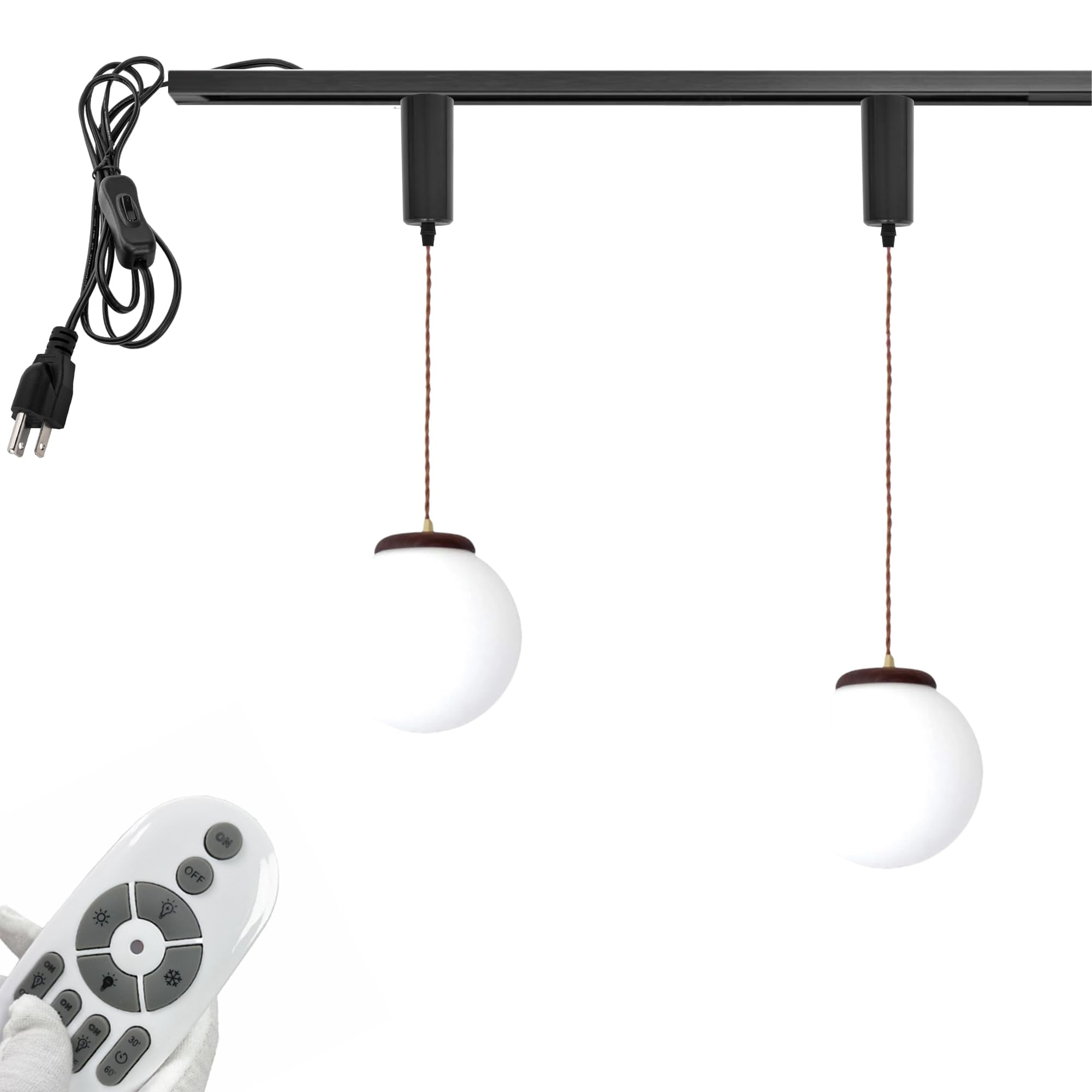 FSLiving Track Light Pendants Mid Century Globe White Frosted Glass ...