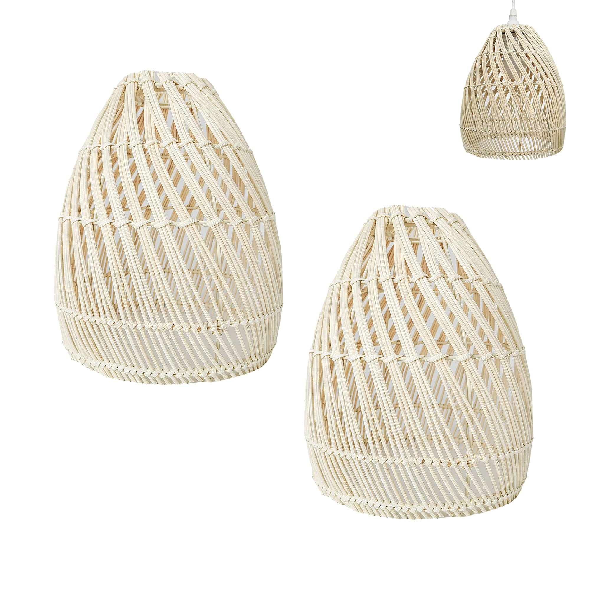 FSLiving Twine Natural Rattan Fixture Replacement Shades for Table Lamp ...