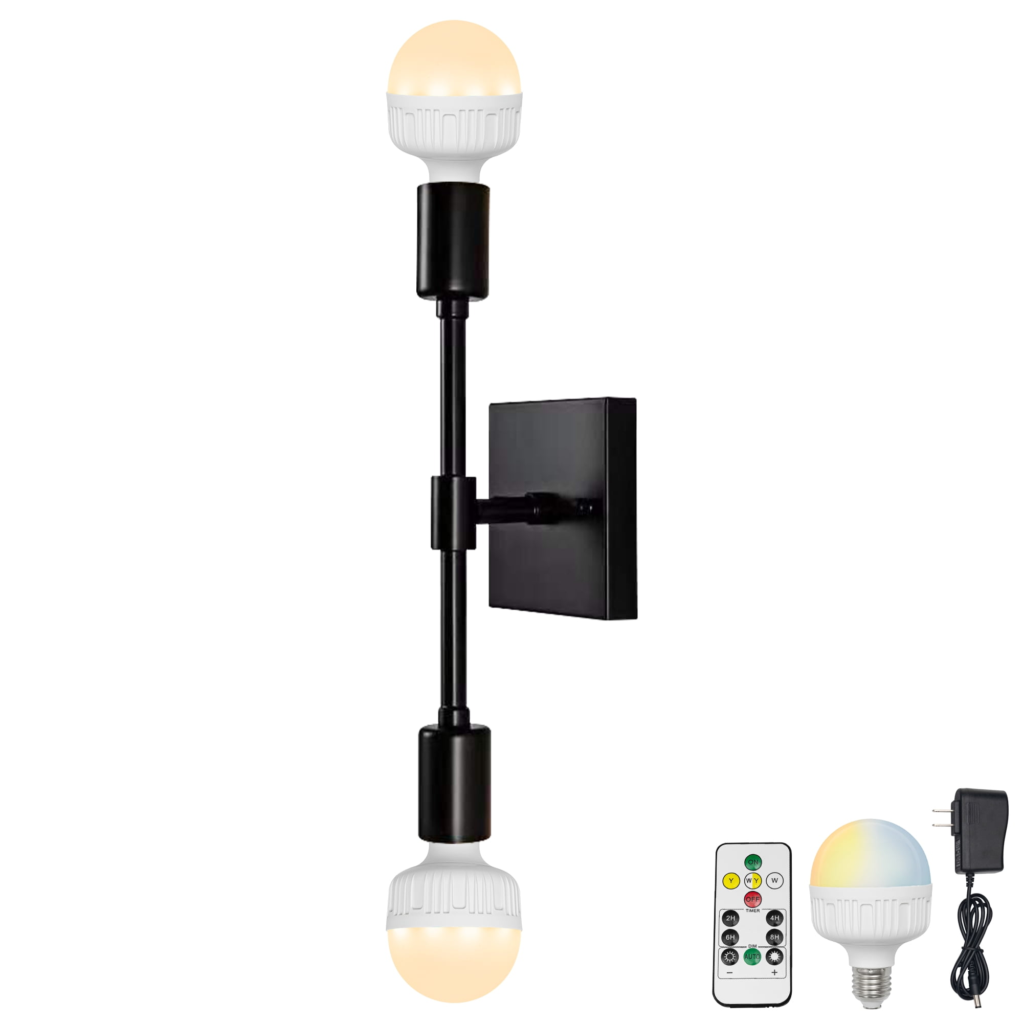 FSLiving Two-Heads Industrial Wall Sconces Rechargeable Battery Run ...