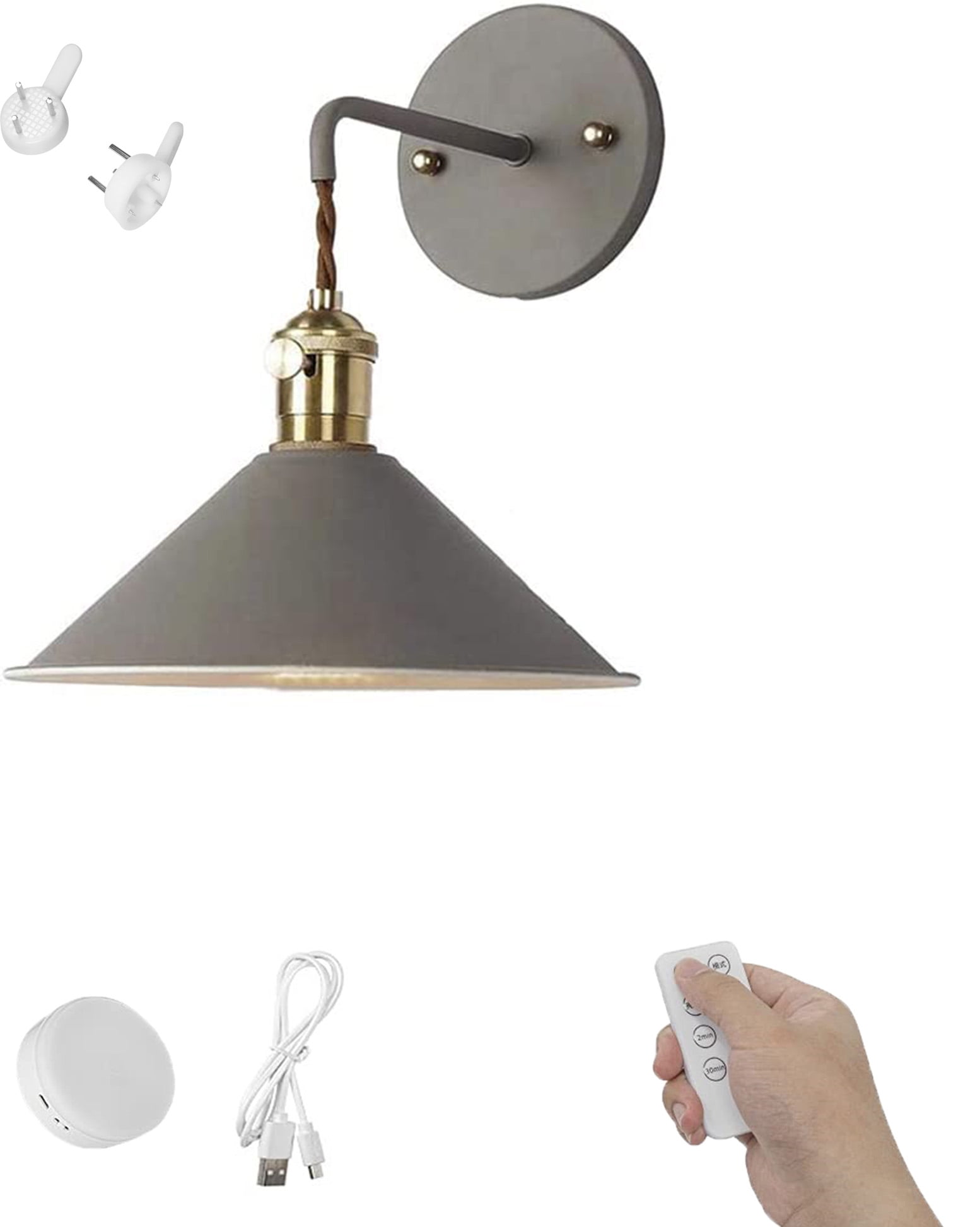 FSLiving USB Charging Dimmable Cordless Remote Control Battery LED Wall ...