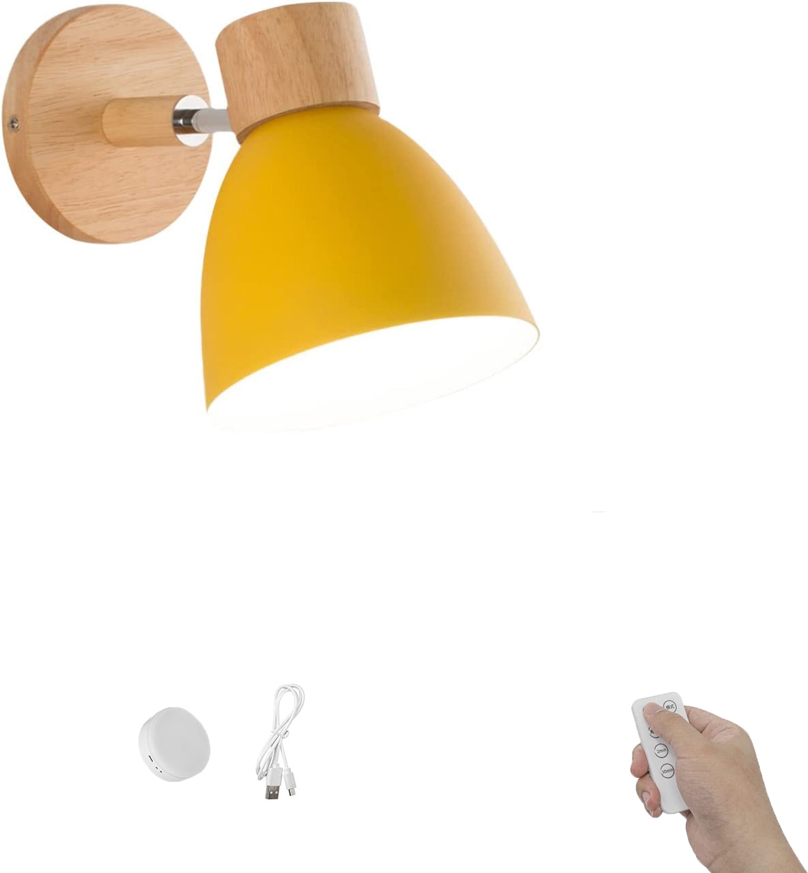 FSLiving USB Charging Dimmable Cordless Remote Control Battery LED Wall ...