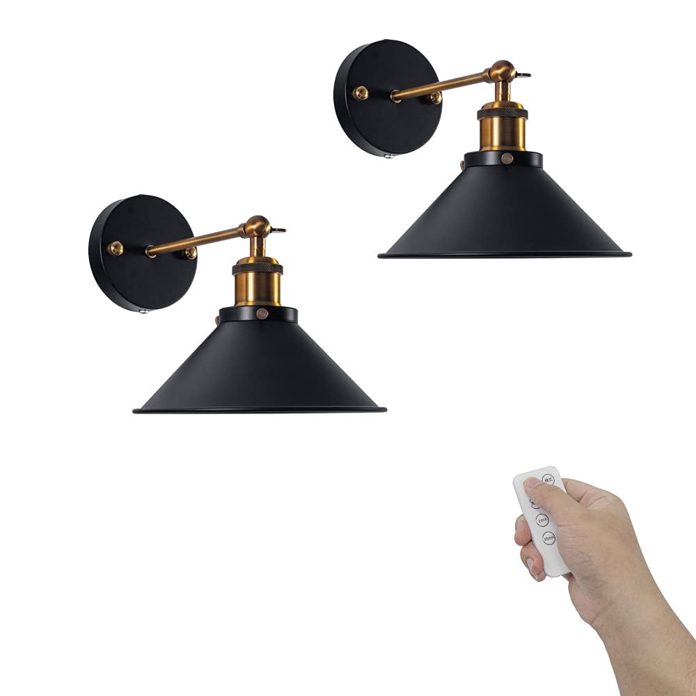 FSLiving USB Charging Dimmable Cordless Remote Control Battery LED Wall ...