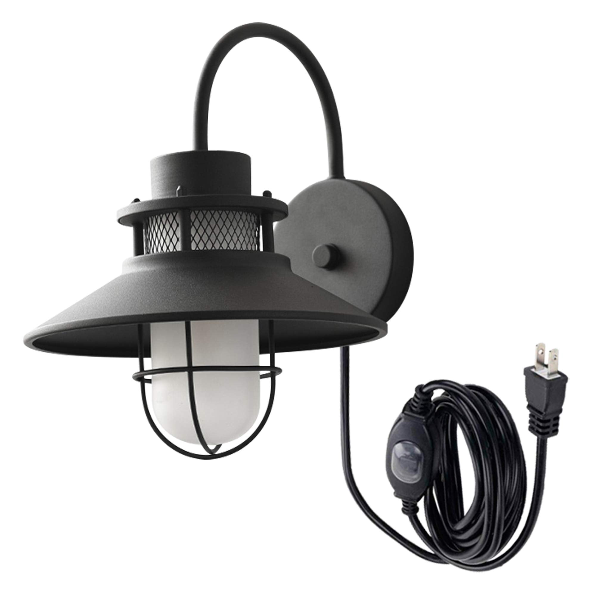 FSLiving Wall Mounted Lighting Plug-in Outdoor -Indoor Iron & Frosted ...