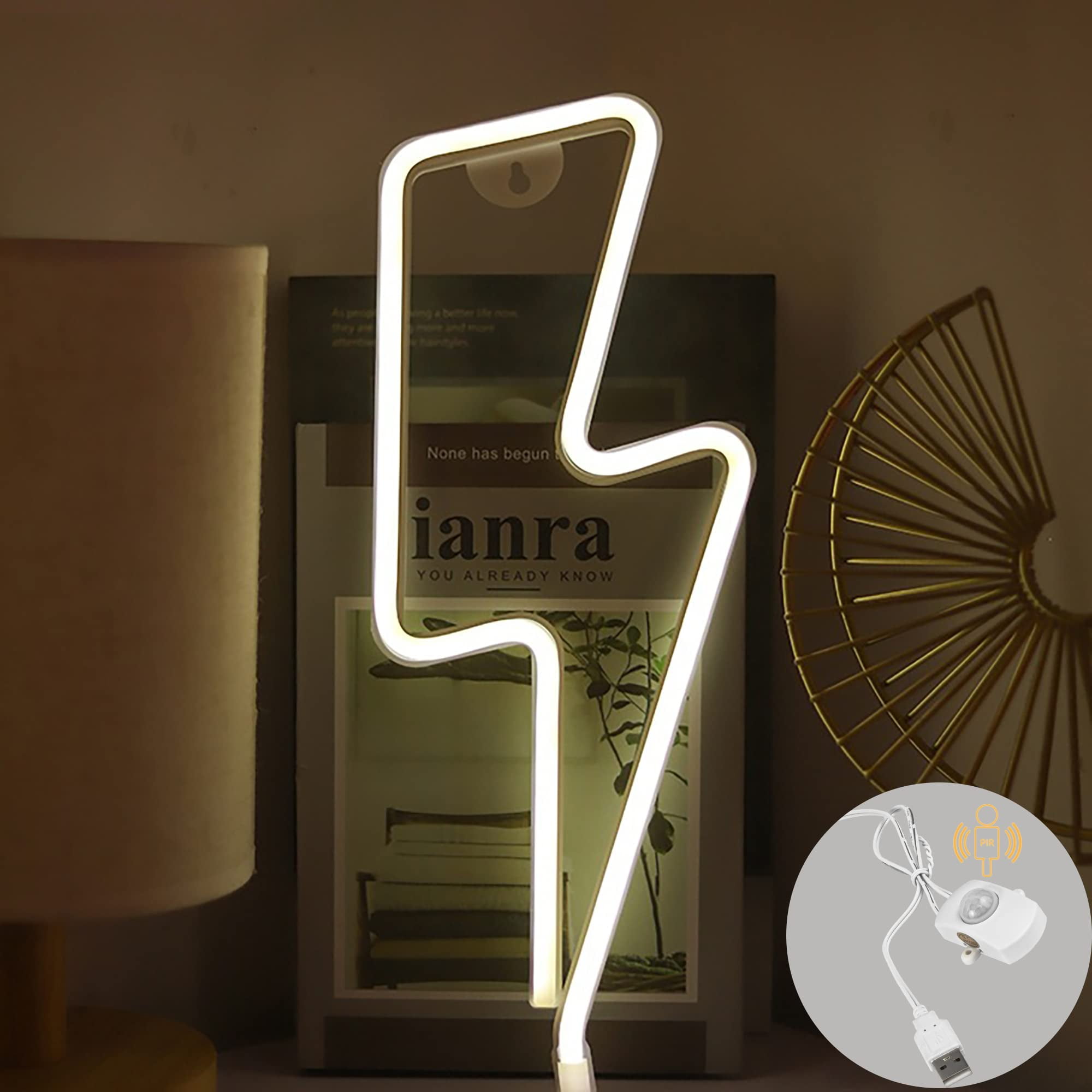 FSLiving Wall-Mounted Neon String Light, LED Fairy String Lights Cold ...