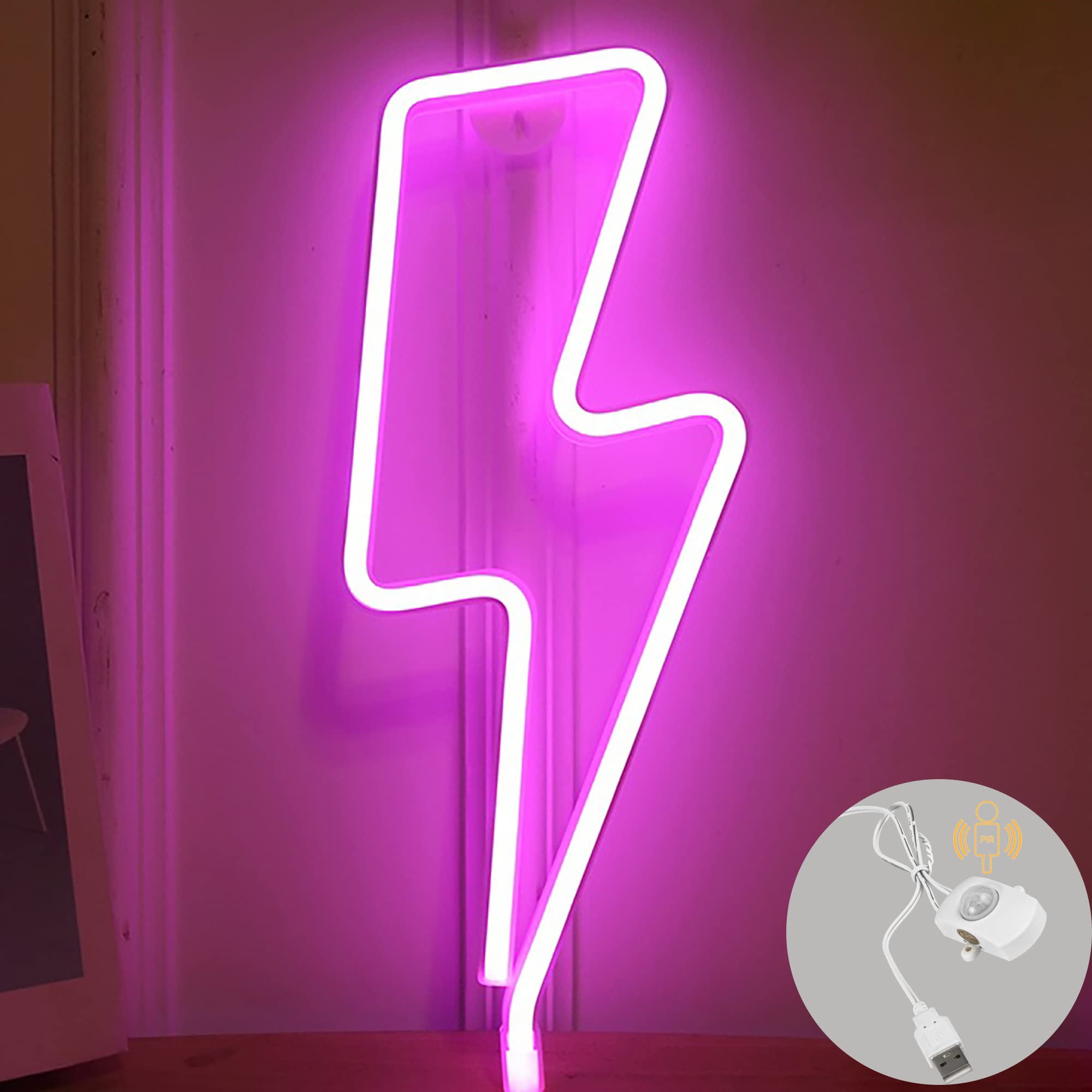 FSLiving Wall-Mounted Neon String Light, LED Fairy String Lights Pink ...