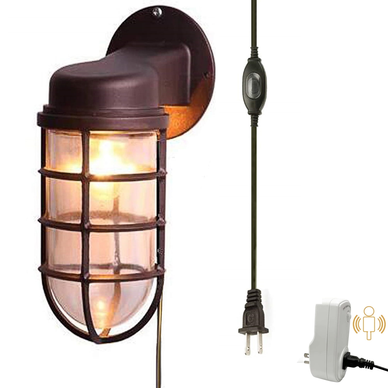 FSLiving Waterproof Exterior Outdoor/Indoor Cage Light with a Motion ...