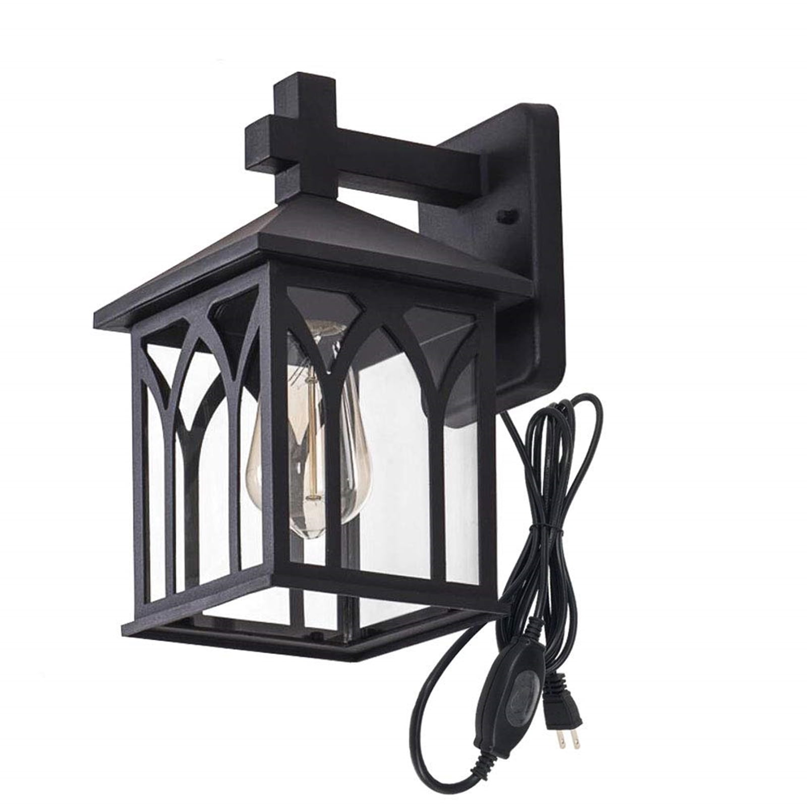 FSLiving Waterproof Wall Sconce Plug-in Wall Mount Lantern Downward ...