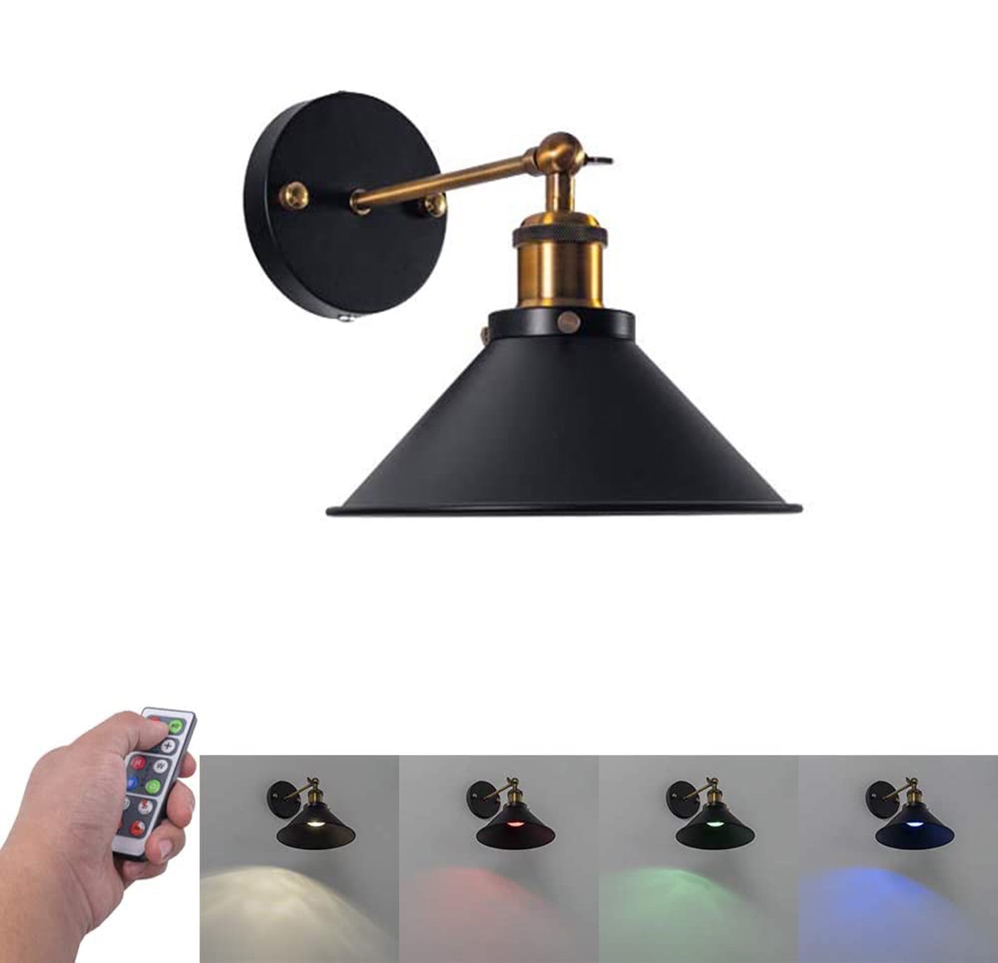 FSLiving Wireless Dimmable LED Light with RGB Color,Battery Run Wall ...
