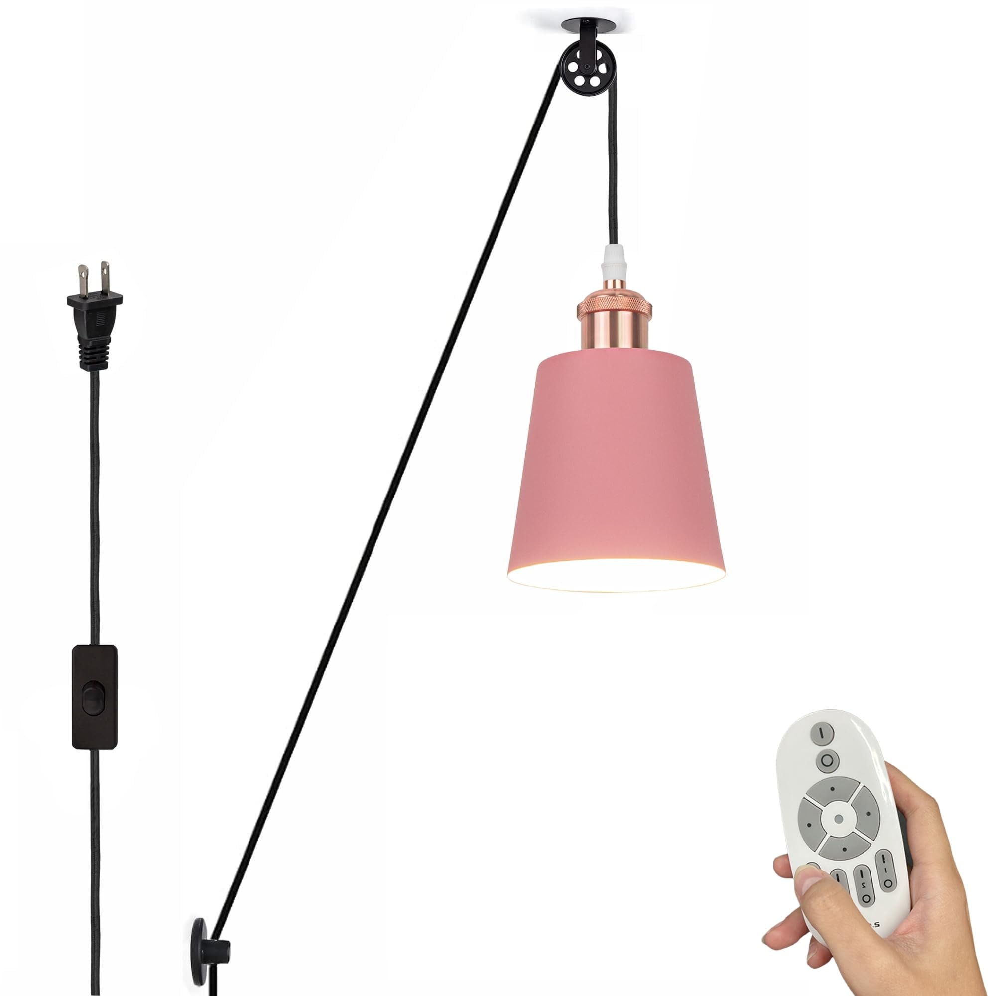 FSLiving No Wiring Needed 15ft Plug-in Pendant Lighting with Industrial ...