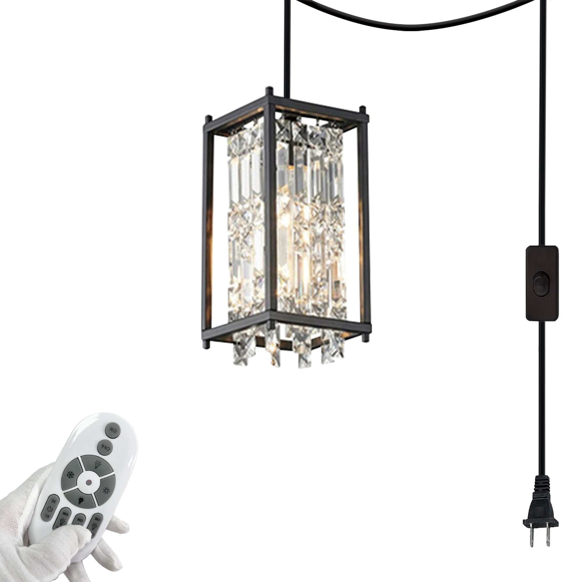 FSLiving No Wiring Needed 15ft Plug-in Pendant Lighting Swag Industrial ...