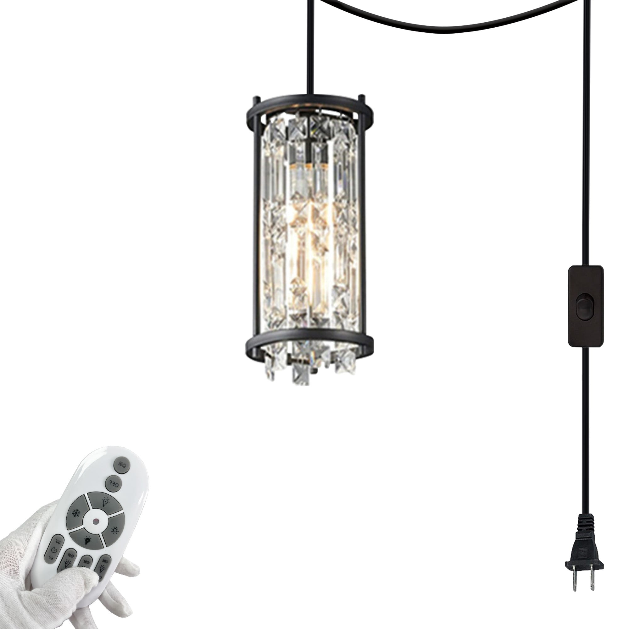 FSLiving No Wiring Needed 15ft Plug-in Pendant Lighting Swag Industrial ...