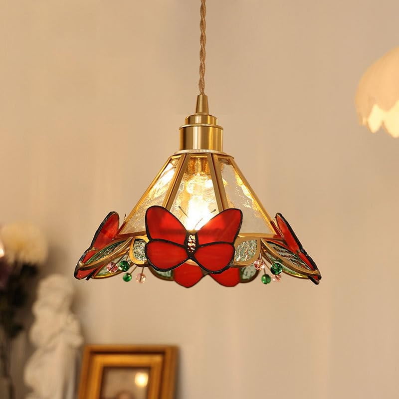 FSLiving No Wiring Needed Butterfly Swag Pendant Light with Pulley ...