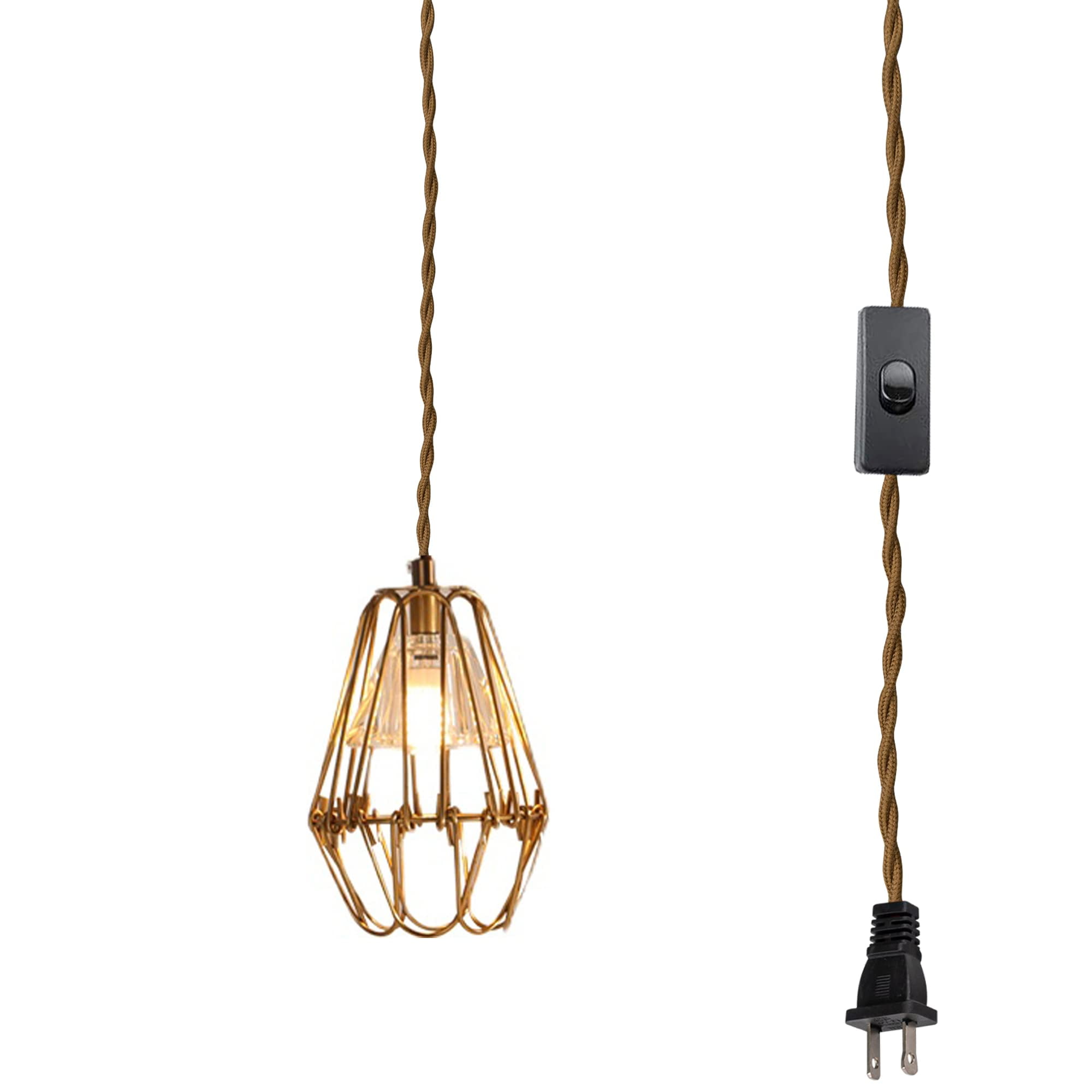 FSLiving No Wiring Needed Portable Pendant Light with 15ft Plug-in UL ...