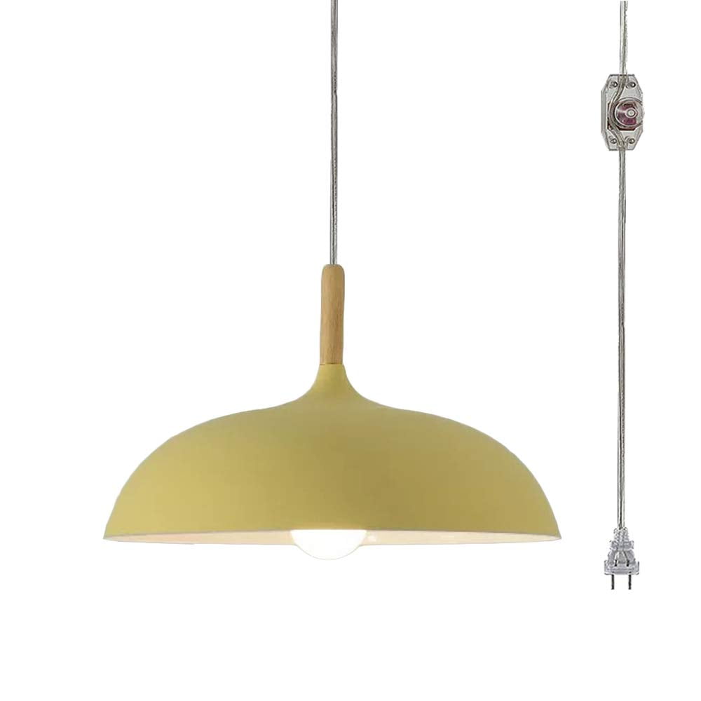 FSLiving Wooden Handle Pendant Light with 15ft Plug-in Dimmer Switch ...