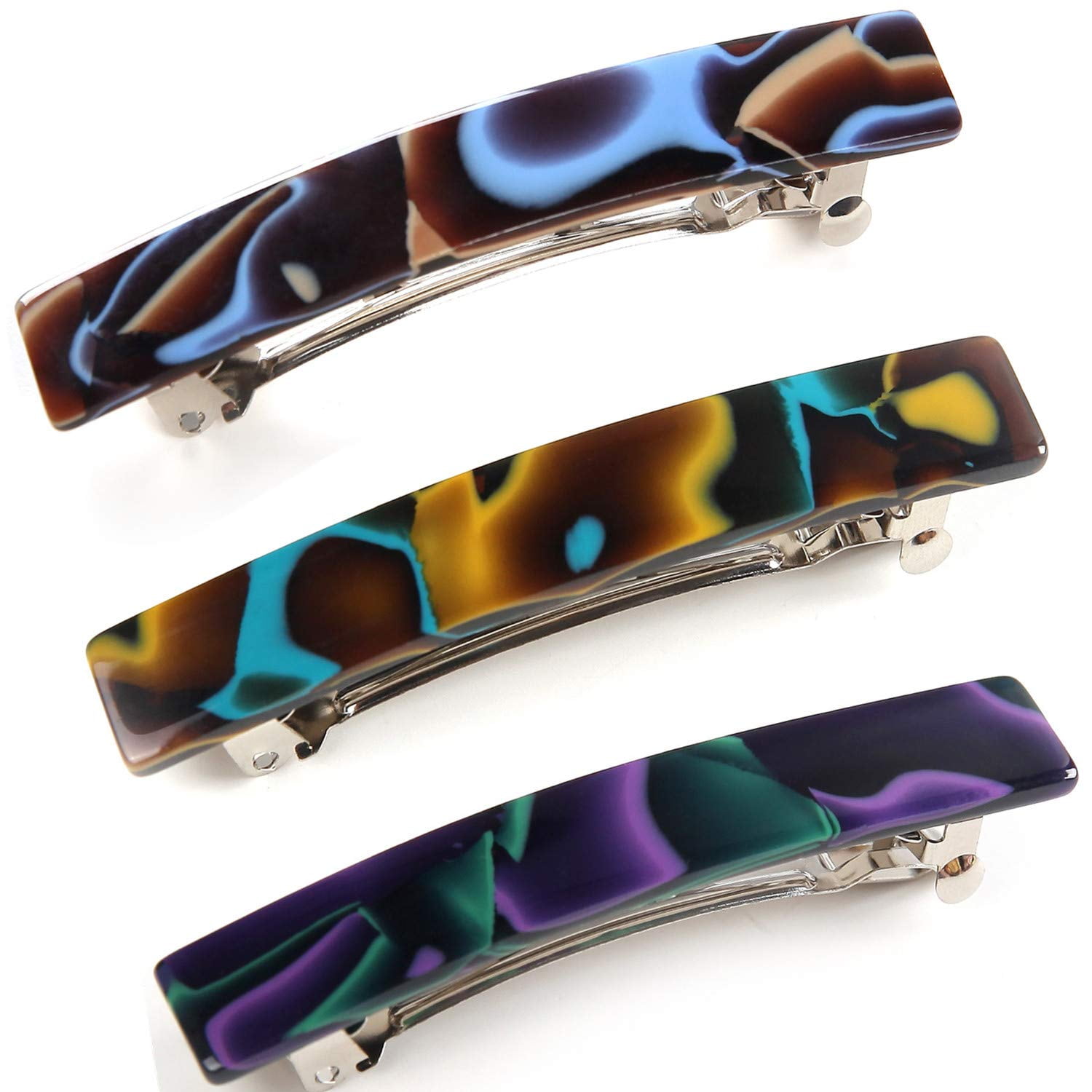 FSMILING Womens Rectangle Hair Barrette Small Tortoise Shell Cellulose ...