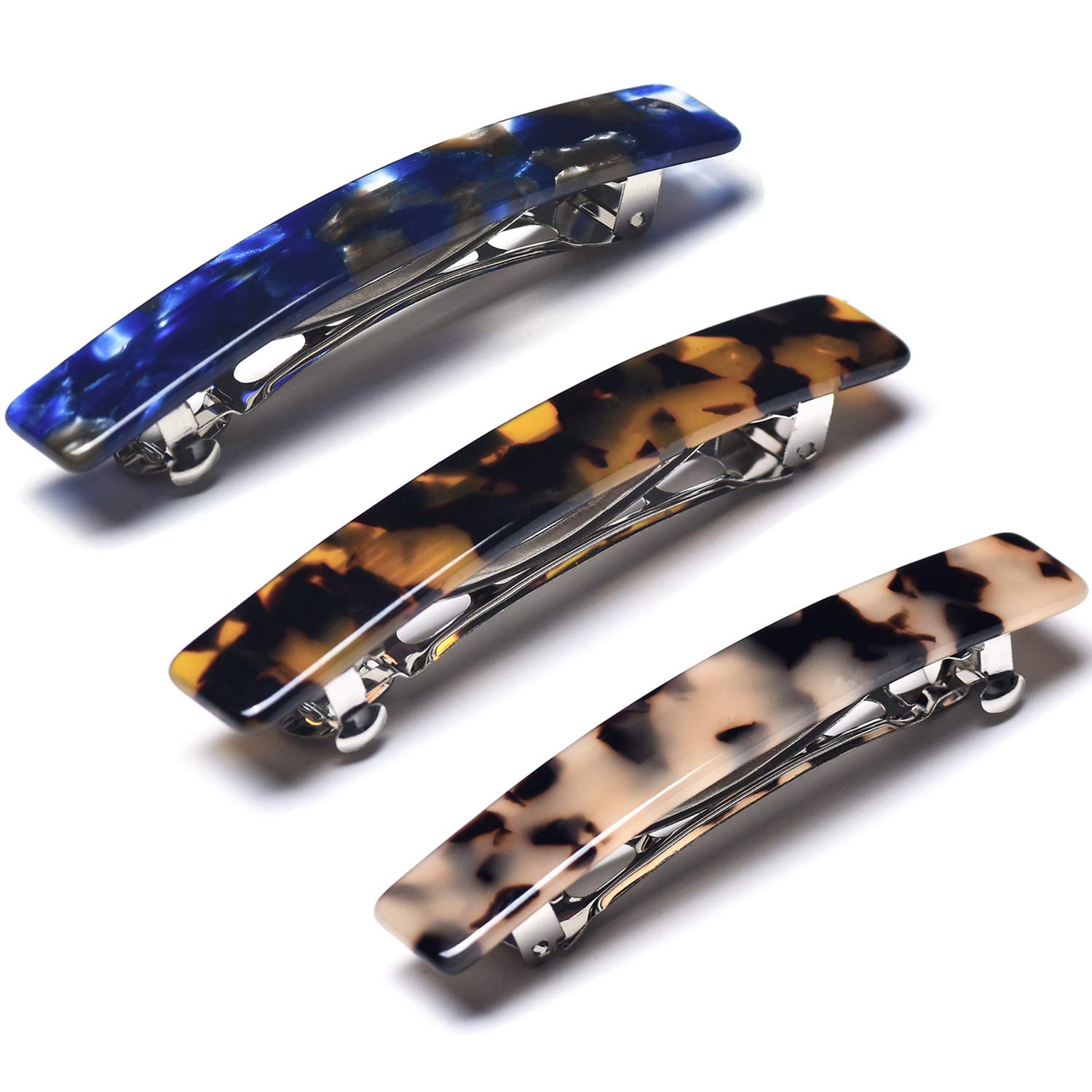 FSMILING Womens Rectangle Hair Barrette Small Tortoise Shell Cellulose ...