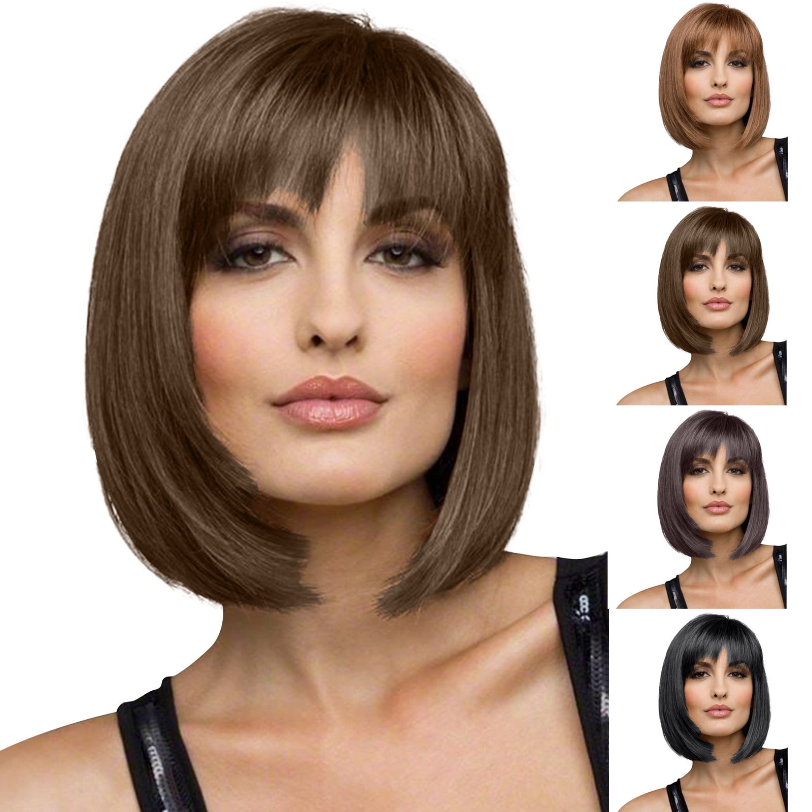 FSNDRX Bob Wig Women's Wig, Short Hair, Bangs, Cos Wig, Synthetic Wig ...