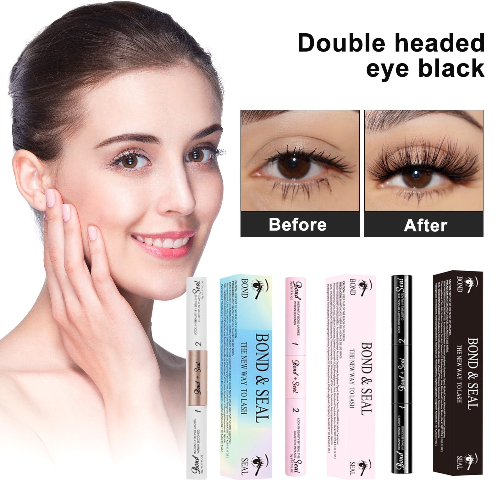 FSNDRX Eyelashes 2-In-1 Eyelash Adhere and Seal, Waterproof, Cluster ...