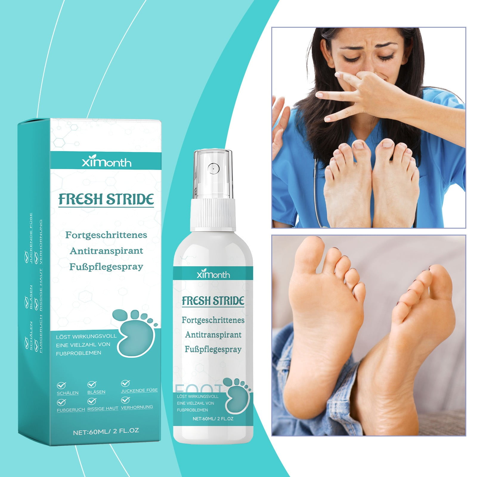 FSNDRX Skin Care for Women Foot Spray Itch Sweat Odor Exfoliating ...