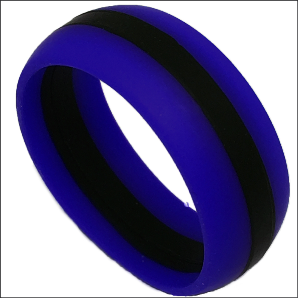 FSR - FLEXIBLE SILICON RINGS - 8MM Men or Ladies Flexible Blue with ...