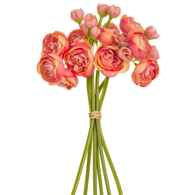 FSR125-CO-PK 10 in. X6 Mini Ranunculus Bundle Bouquet, Coral Pink ...