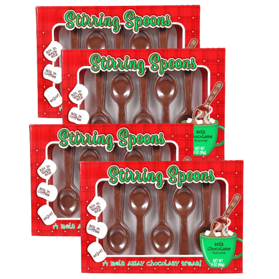 FSSTAM Chocolate Mini Stirring Spoons 4-Pack, Milk Chocolate Flavored ...