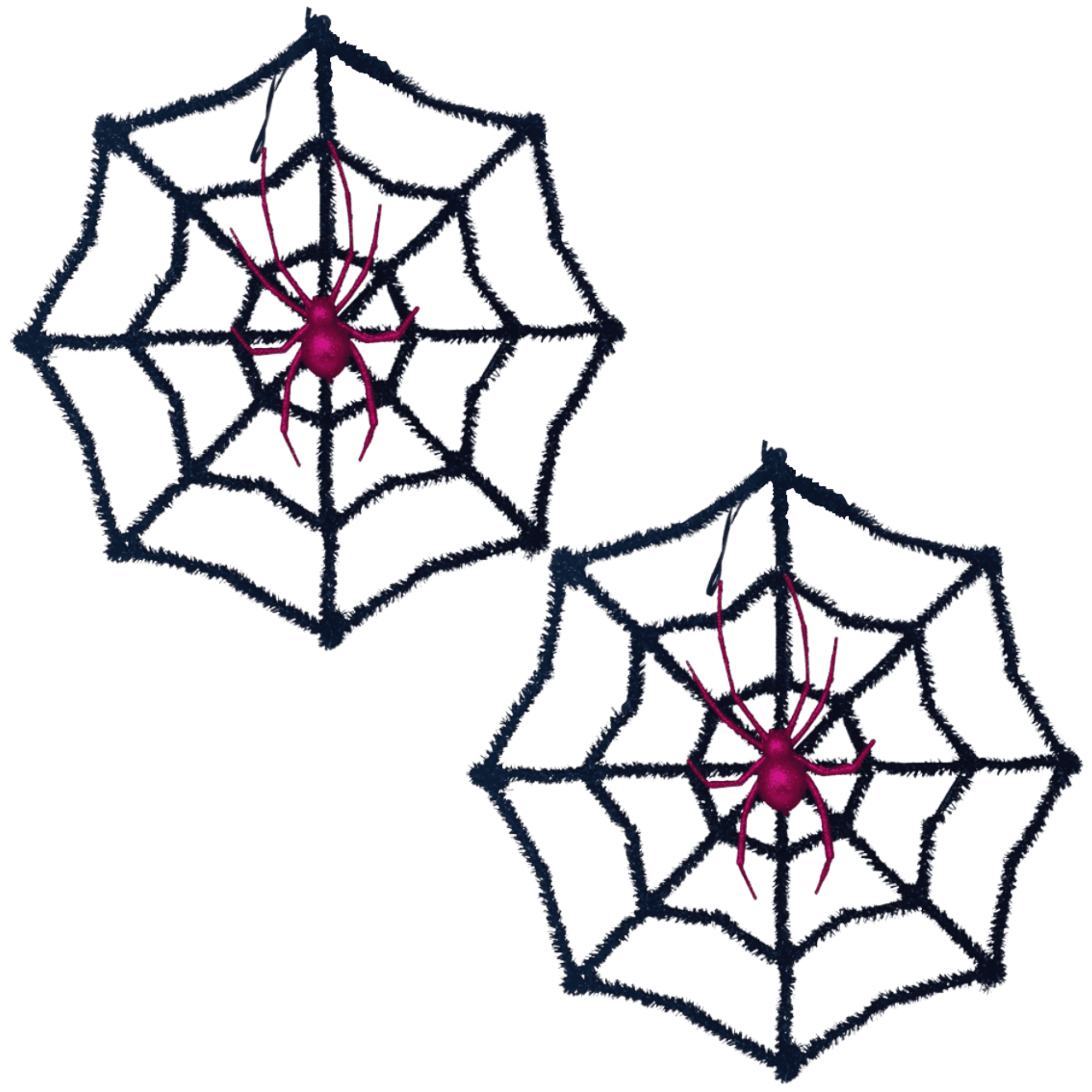 FSSTAM Halloween Black Tinsel Plastic Spider Web with Purple Spider ...