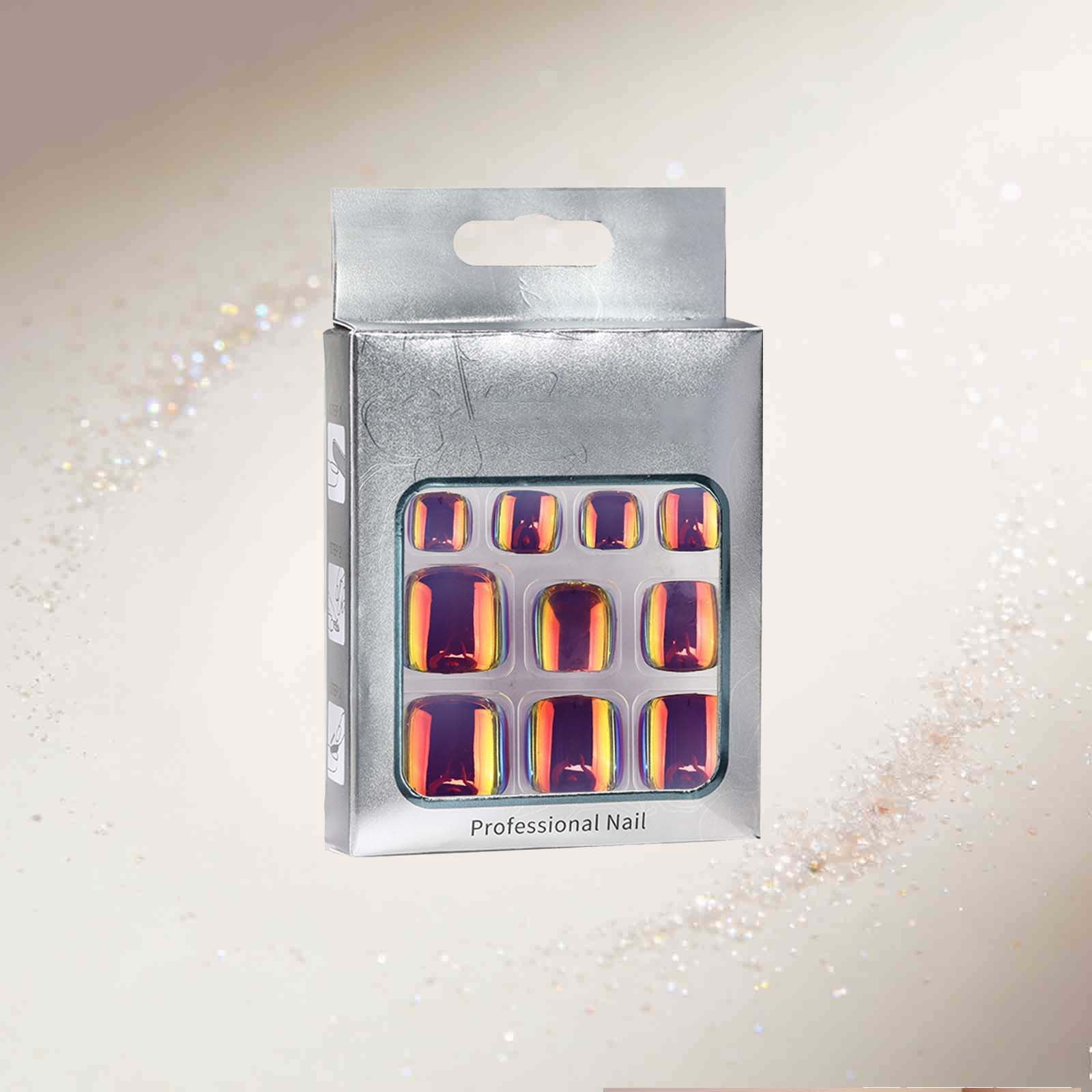 FSTDelivery 24PCS Chrome Press on Toenails for Women,Cat Eye Fake Toe ...