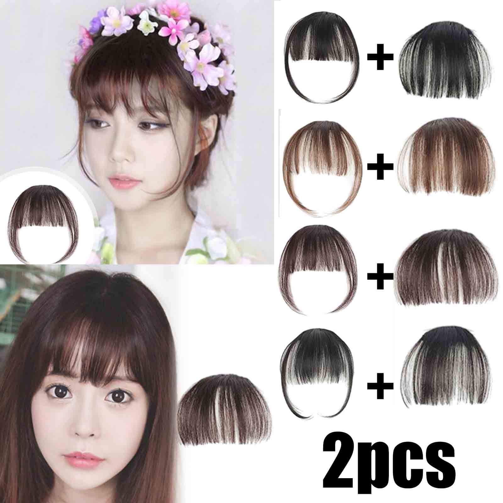 FSTDelivery 2pcs Fake Bangs Hair Flat Bangs/Fringe for Women,Mini Hair ...