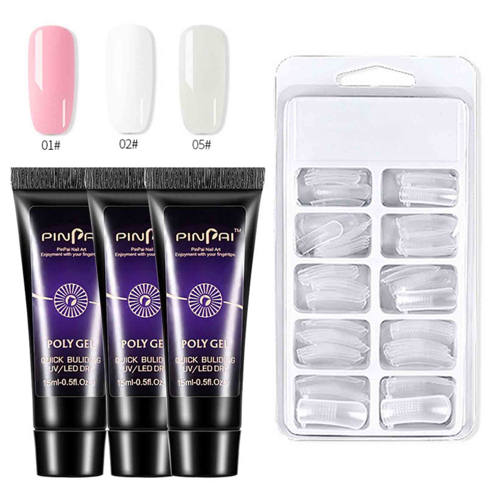 FSTDelivery 3 Colors Nail Extension Gel Set, Solid Poly Gel, Quickly ...