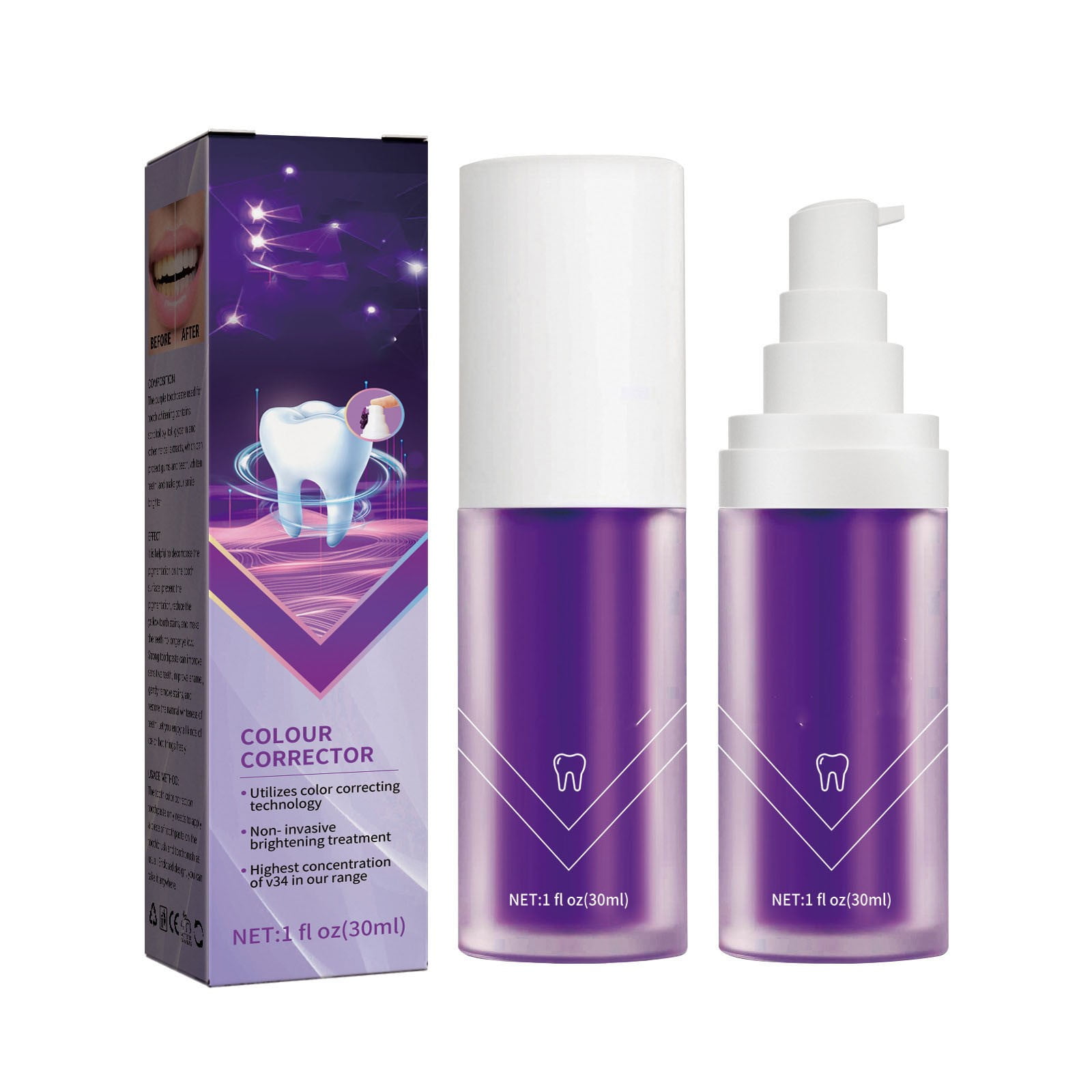 FSTDelivery Colour Corrector Whitening Toothpaste with Fluoride,Tooth ...