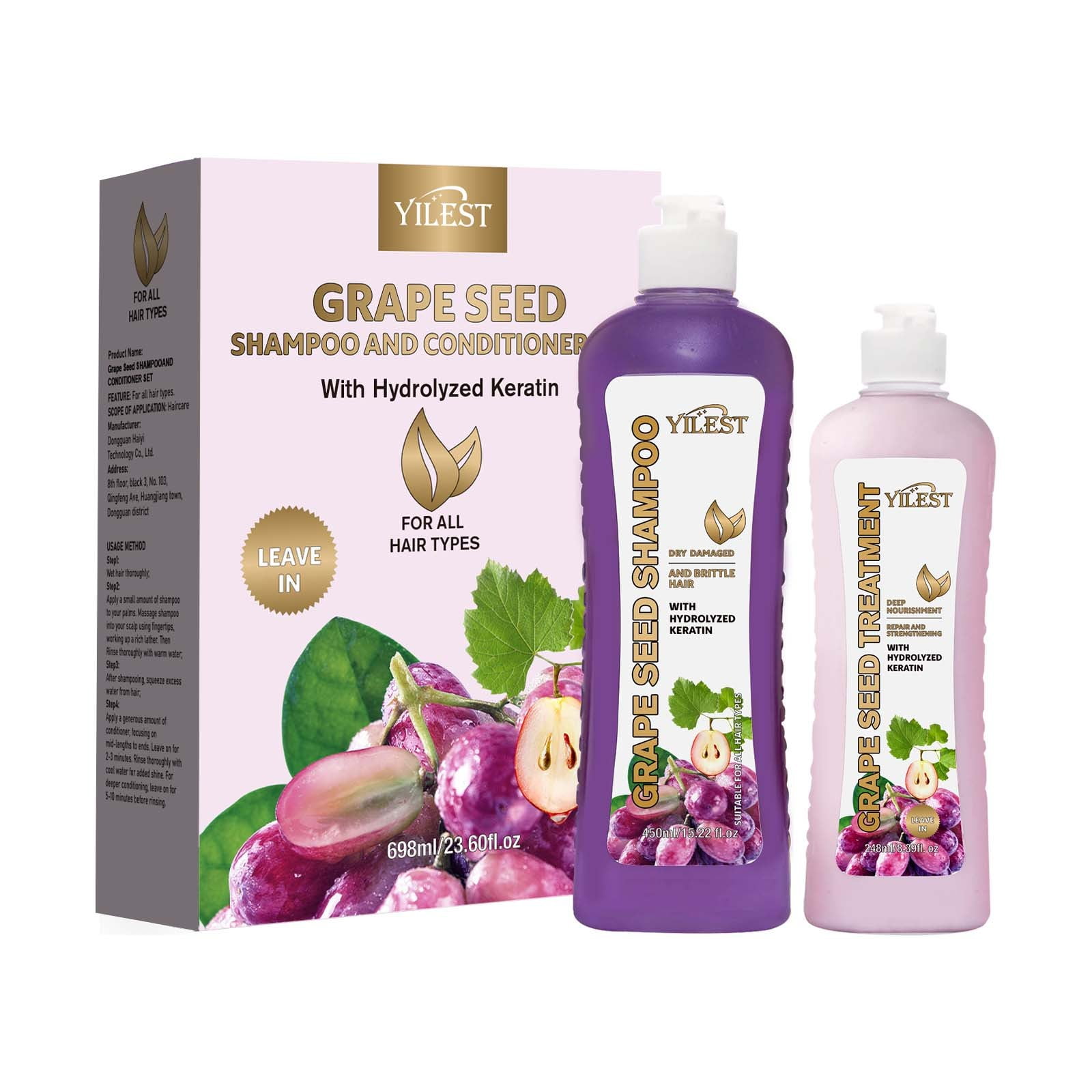 FSTDelivery Grape Seed Shampoo and Conditioner Set, Hair, Organic ...