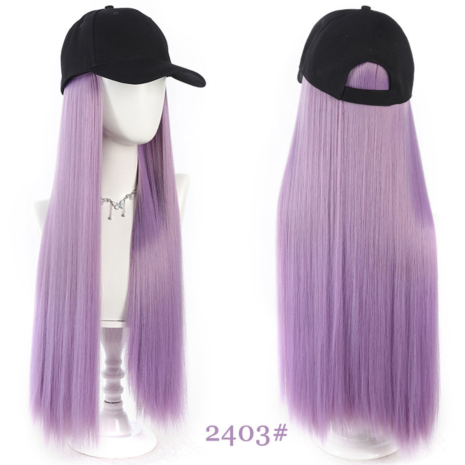 FSTDelivery Hat Wig Baseball Cap with Long Straight Hair Extensions ...