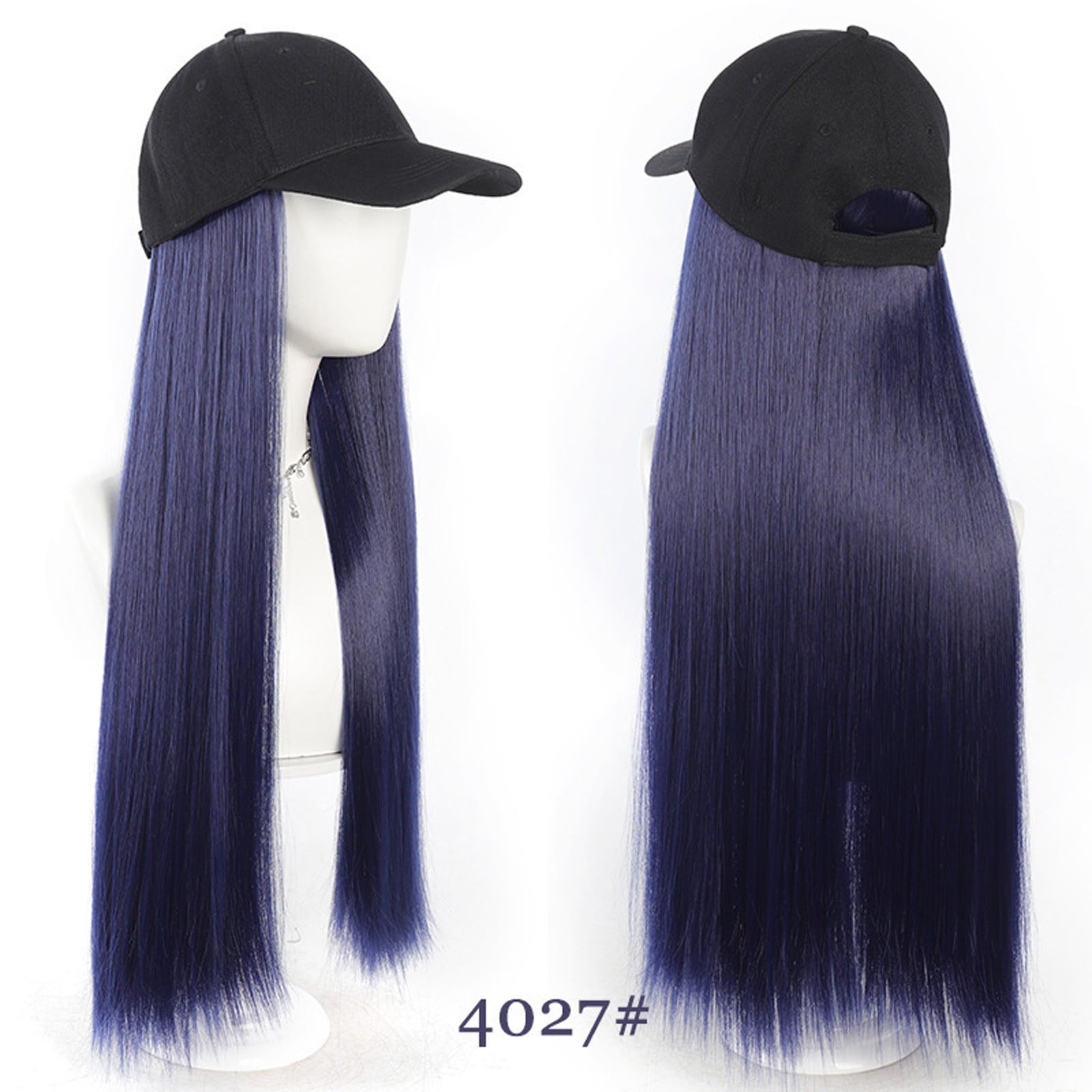 FSTDelivery Hat Wig Baseball Cap with Long Straight Hair Extensions ...