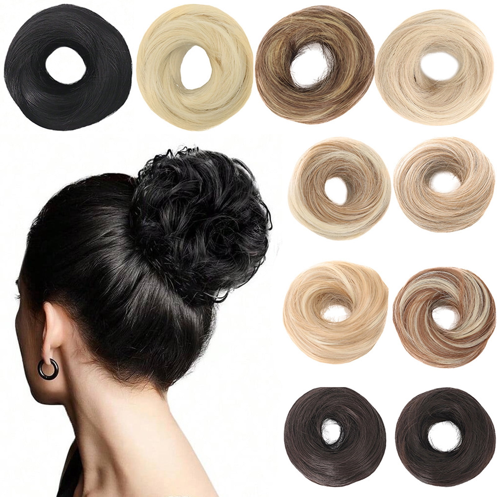 FSTDelivery Messy Bun Hair Piece Human Hair Scrunchies, Messy Bun Hair ...