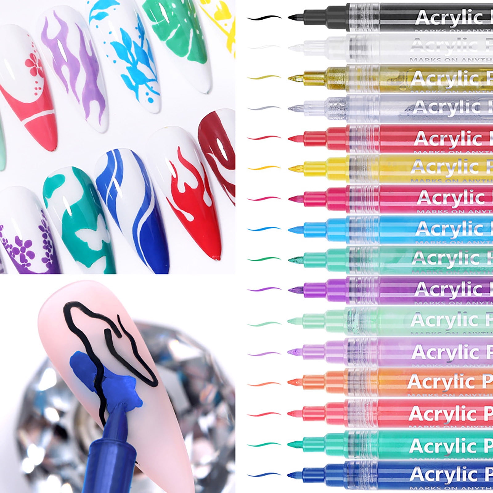 FSTDelivery Nail Art 3D Paint Pens, Nail Polish Pens, Quick Dry Nail ...