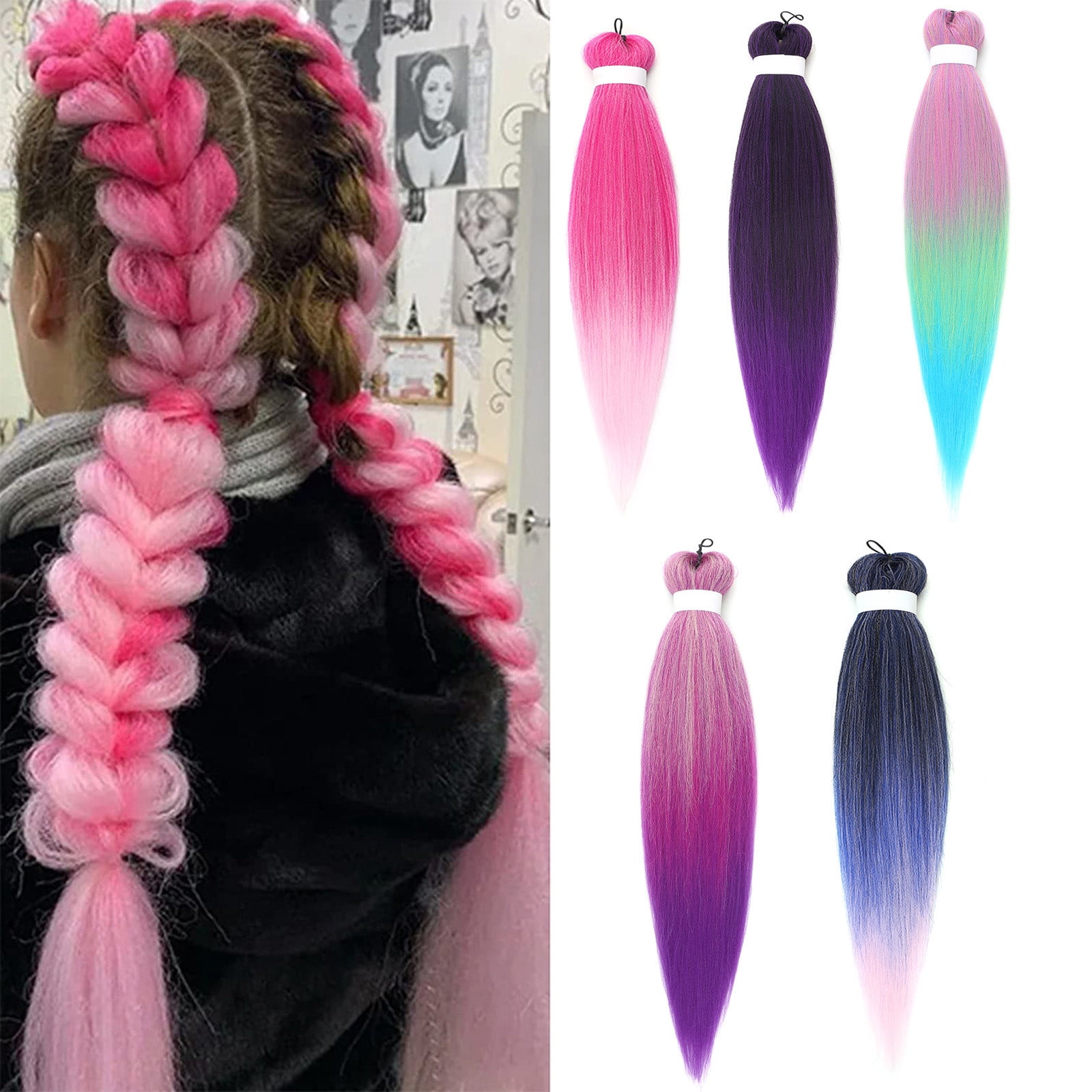 FSTDelivery Purple Braiding Hair Extensions, 26 inch Braiding Hair Pre ...