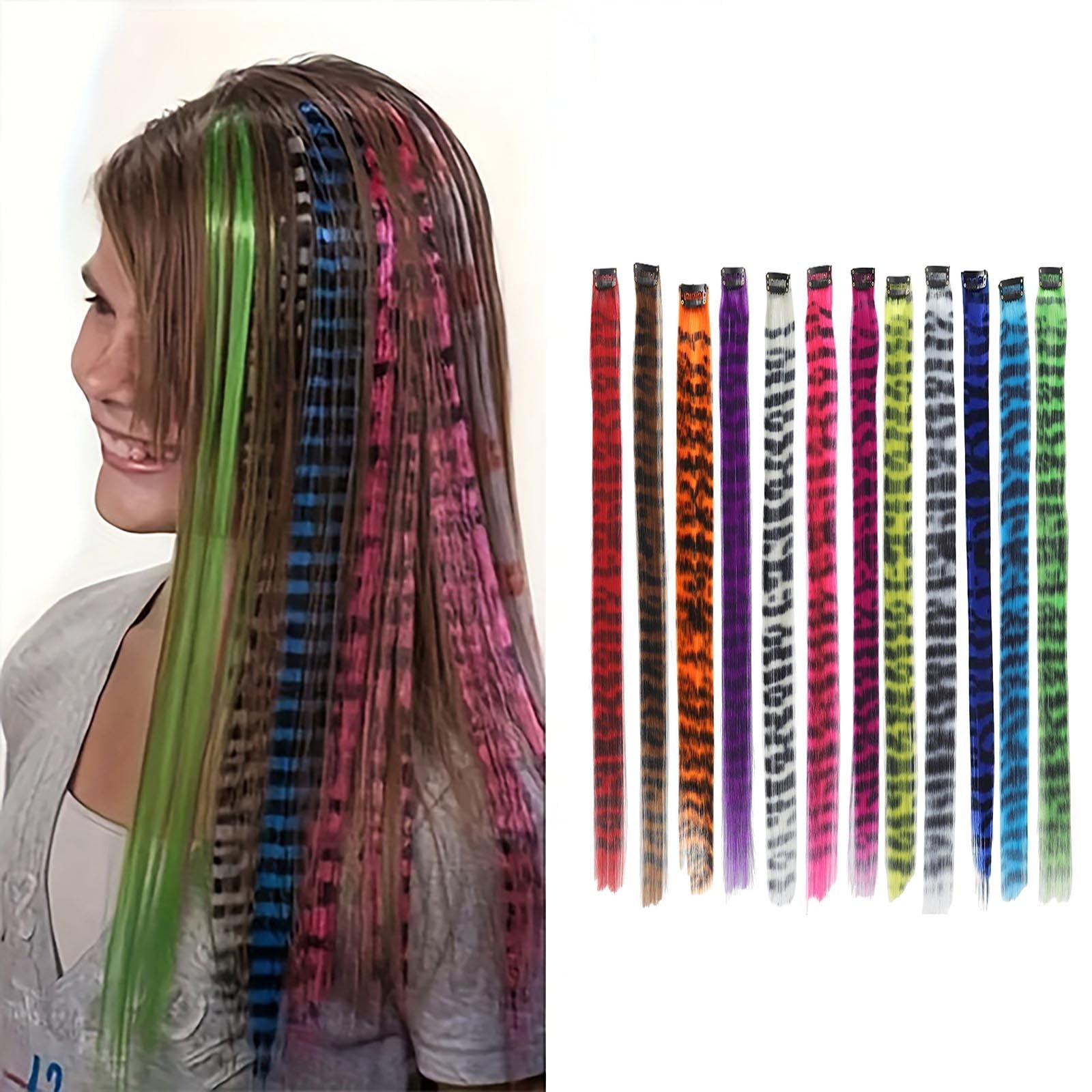 FSTDelivery Tail Hair Extensions 18 inch Stripe Printed Wigs Piece ...