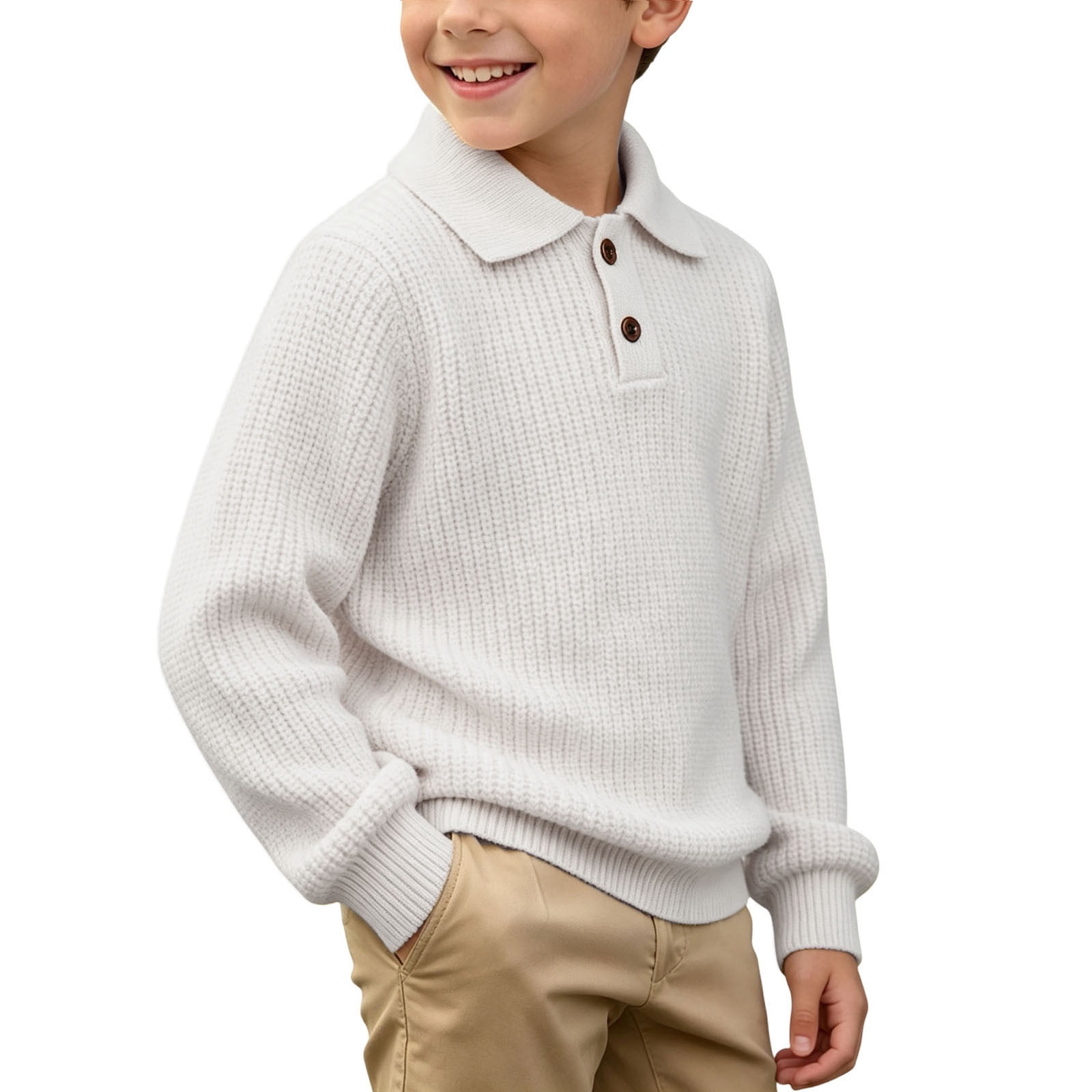 FSYBOA Boys Fall Sweaters, Pullover School Long Sleeve Collared Kids ...